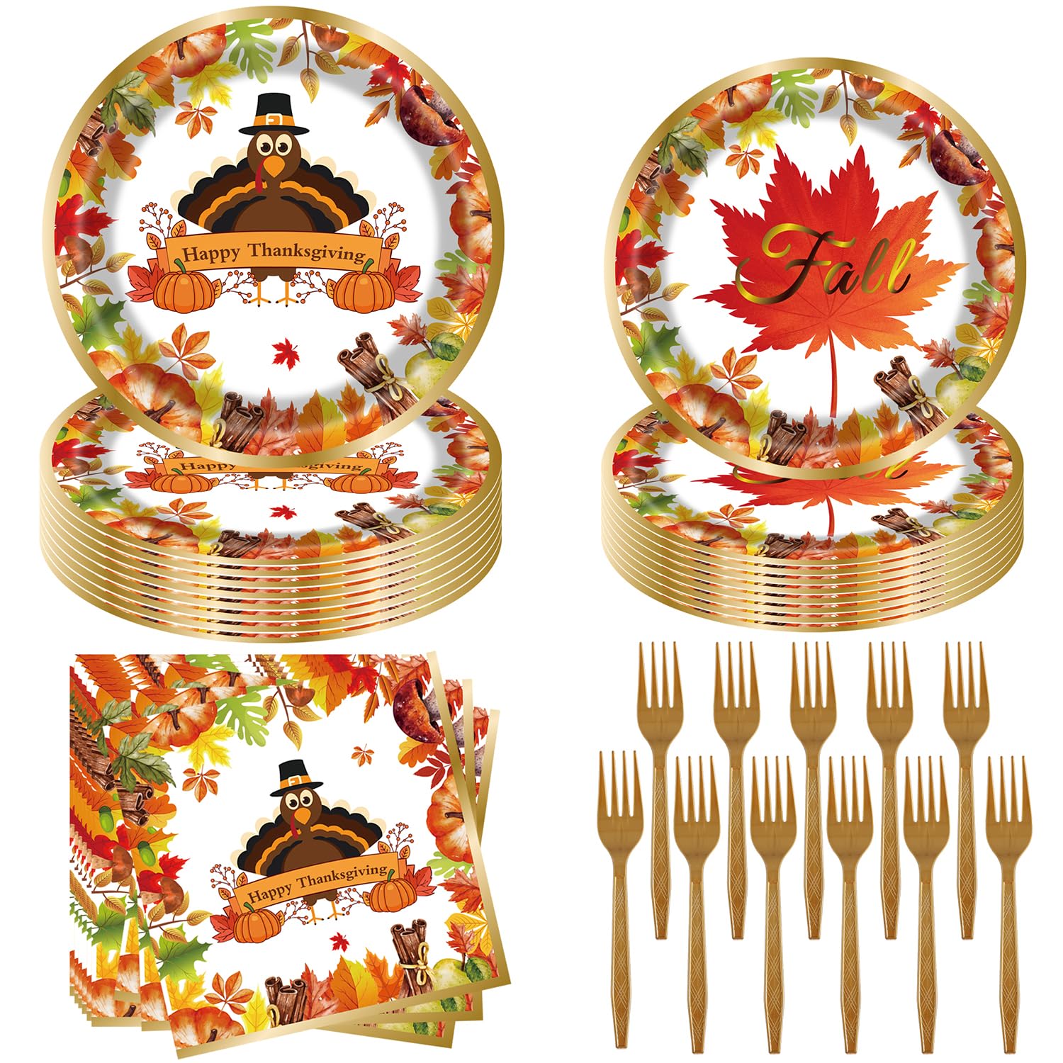 Amazon.com: Fall Thanksgiving Party Supplies 96 Pcs Thanksgiving Turkey ...