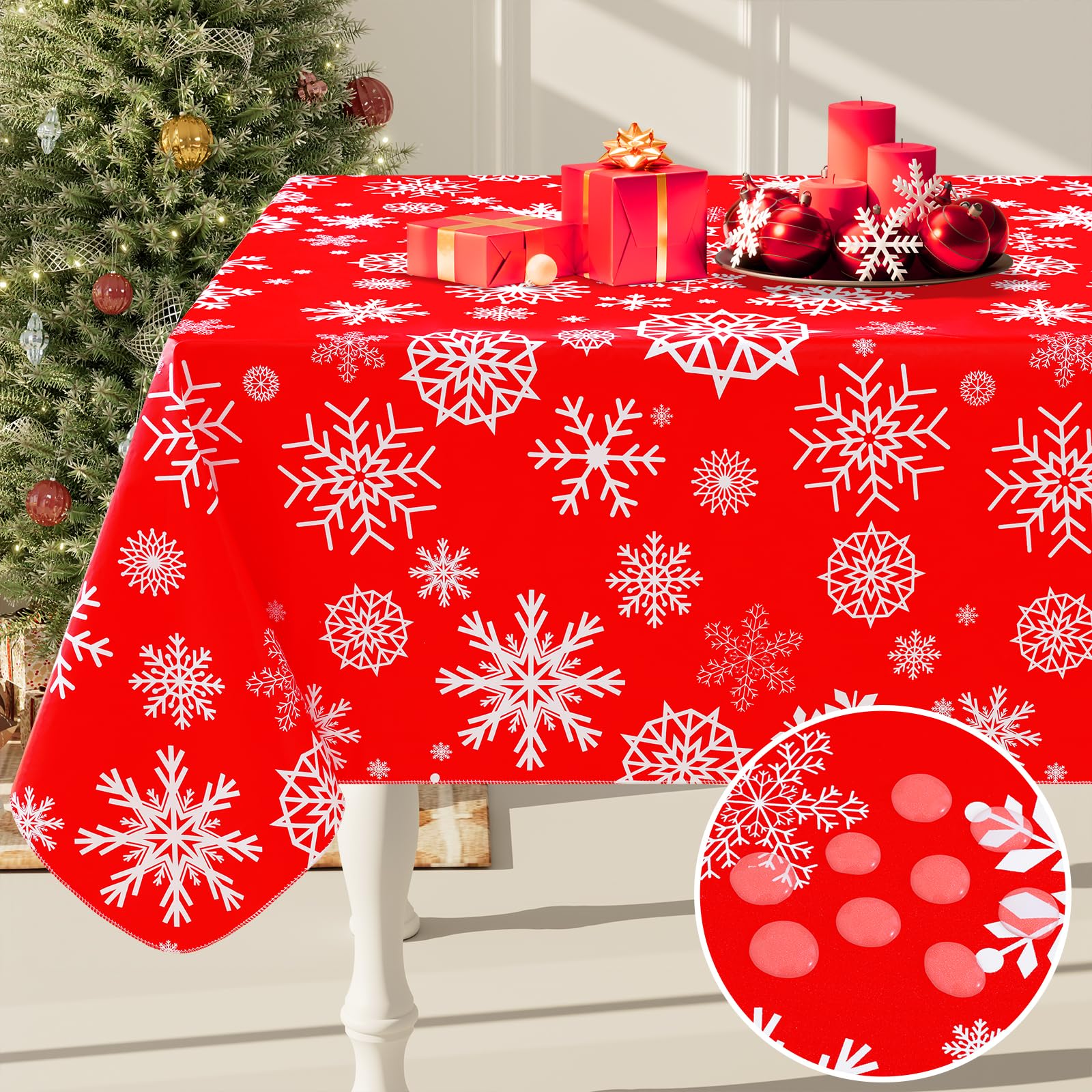 Amazon.com: Smiry Christmas Rectangle Table Cloth, Waterproof Vinyl ...