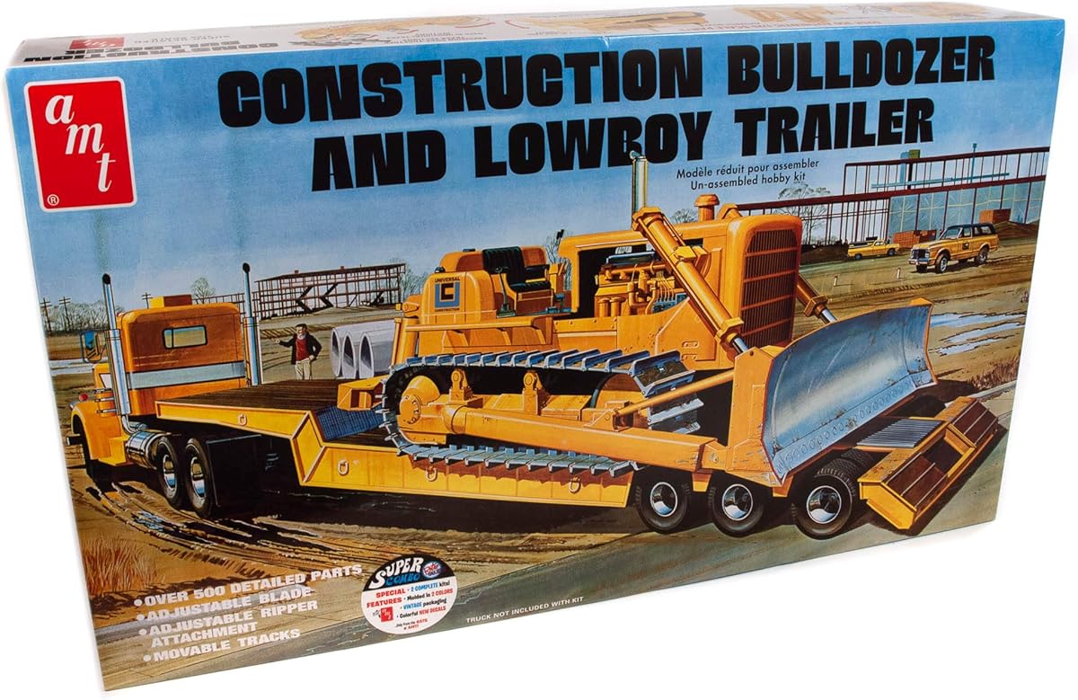 Lowboy Trailer And Bulldozer Combo 1 25 Scale Model Kit | Desertcart UAE