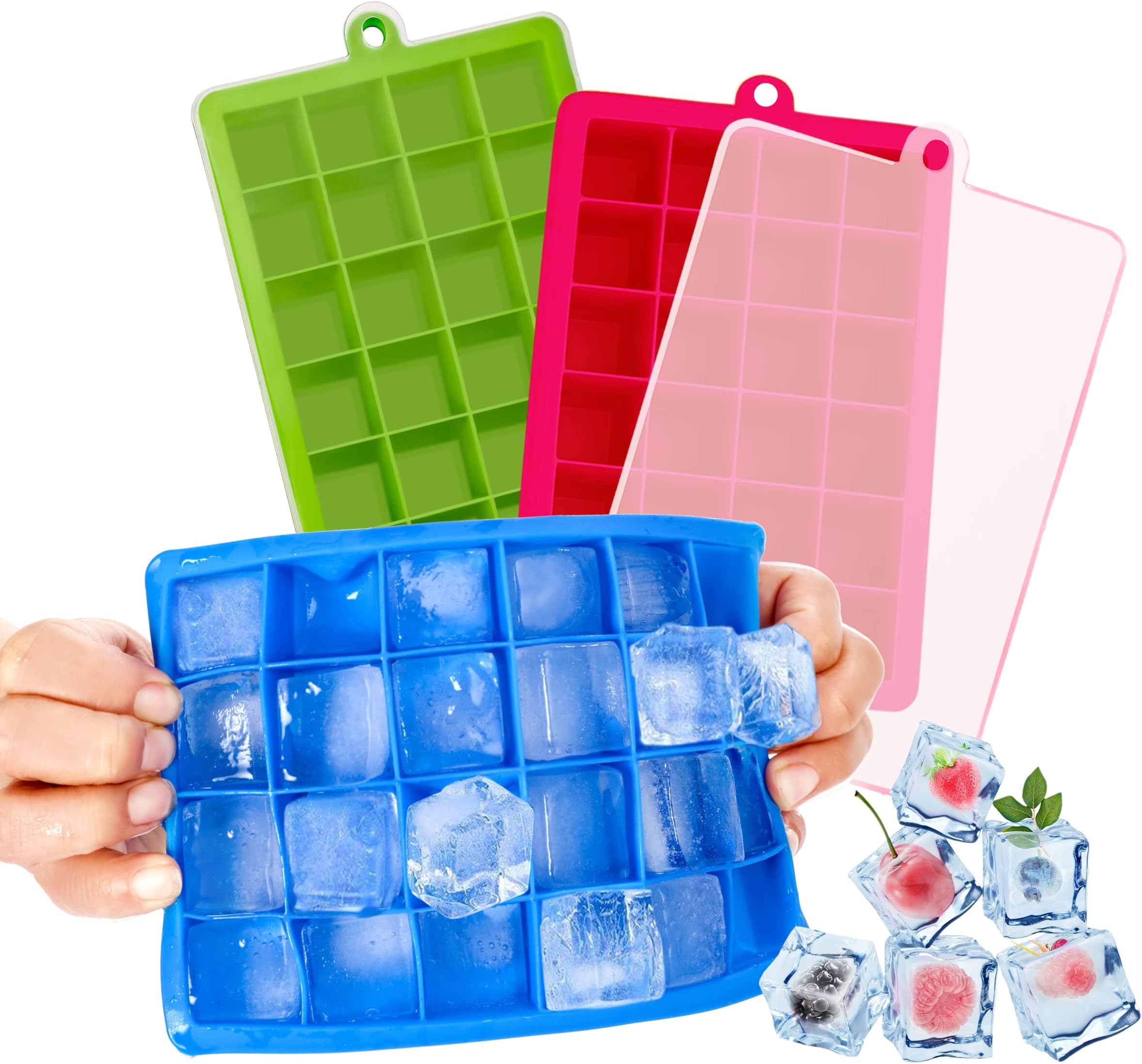 Amazon.com: Silicone Ice Cube Trays with Lids, GDREAMT 2 Pack Ice Tray ...