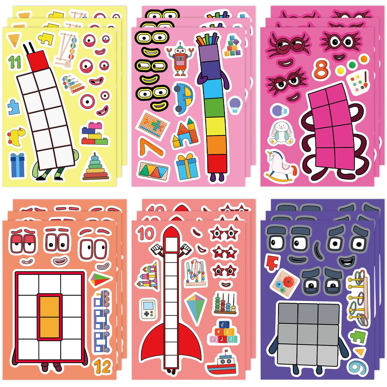 36pcs Make Your Own Number Toys Stickers Sheet Number Birthday ...