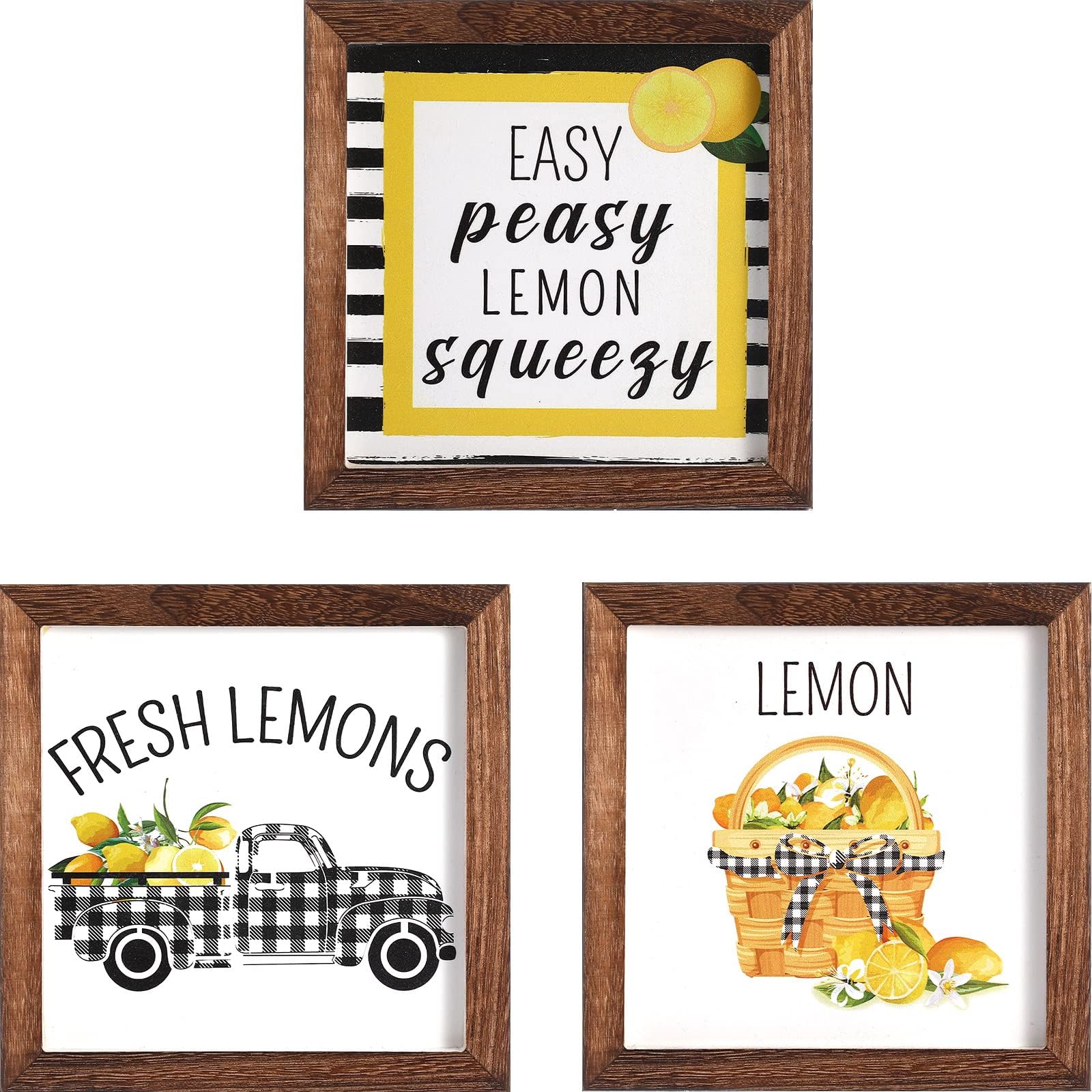 Amazon.com: Jetec Farmhouse Lemon Kitchen Decor, Buffalo Plaid Lemon ...