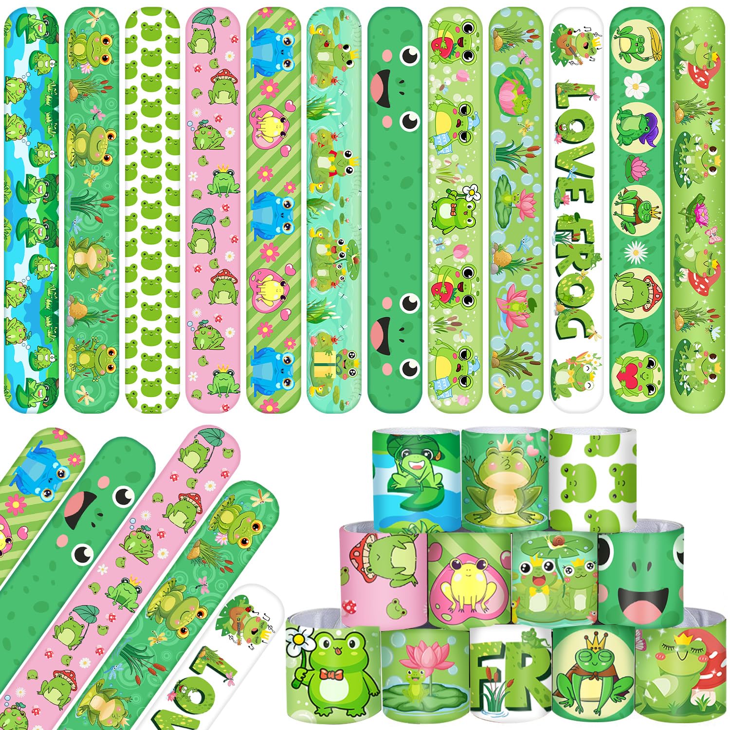 Amazon.com: Lcnjscgo 48 PCS Frog Slap Bracelets Party Favors, Frog ...
