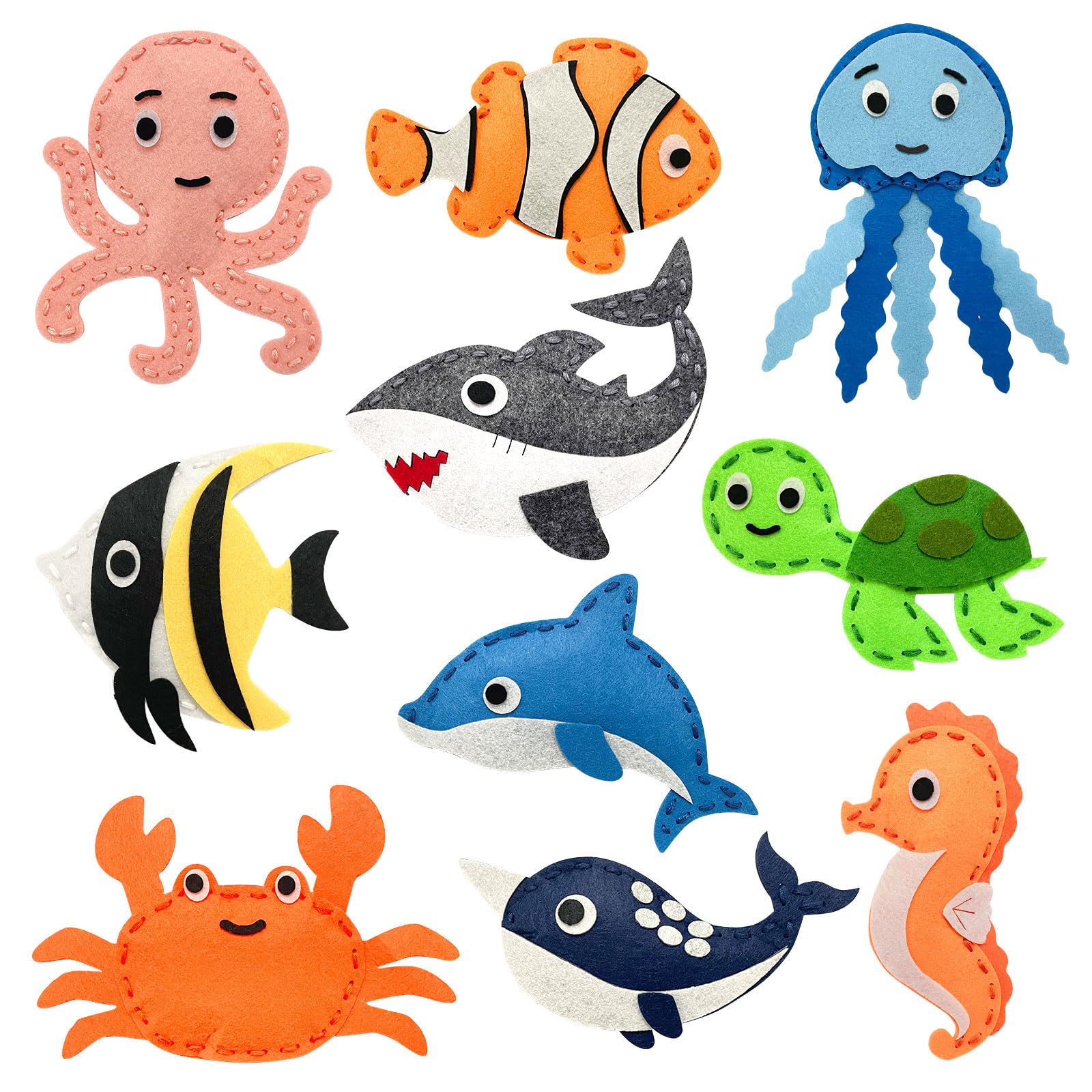 Amazon.com: Vlokup Sea Animals Felt Sewing Kit for Kids, Ocean Animals ...