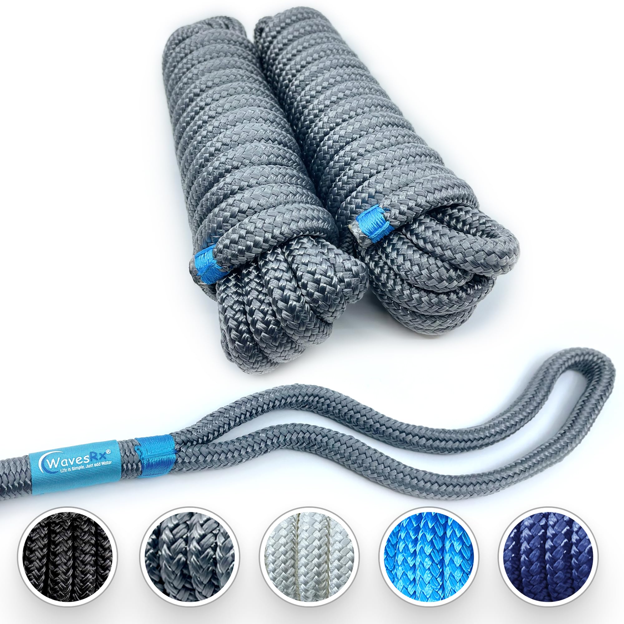 Snapklik.com : WavesRx 5/8 X 25 (2PK) Premium Dock Lines For Boat ...