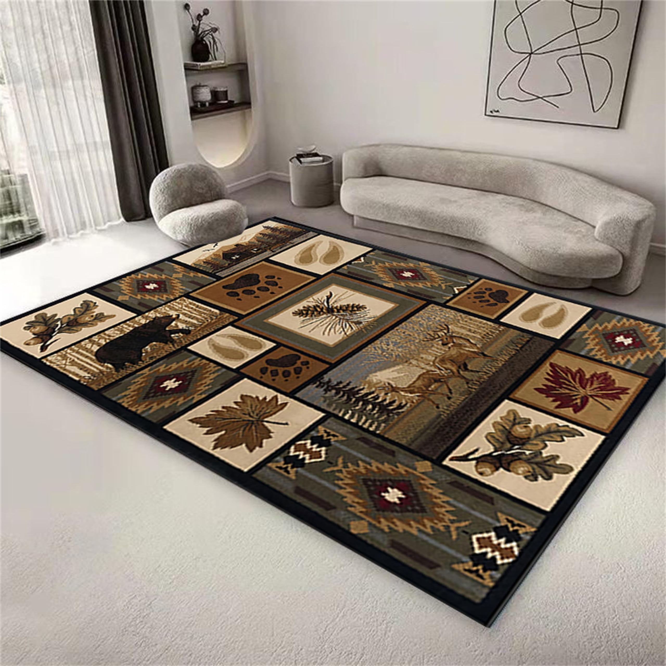 Amazon.com: Srocvi Bear Area Rug Rustic Cabin or Lodge Themed Rug with ...