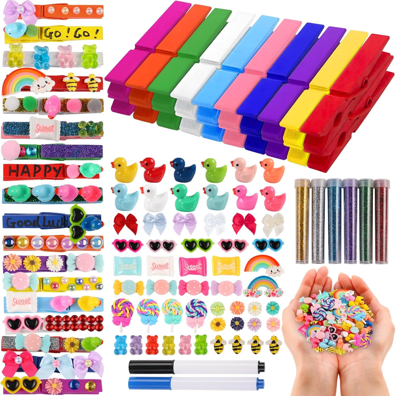 Amazon.com: 80Pcs Cheer Pins Spirit Clips Clothes Pins Wooden Cheer Pins for Backpacks Include ...