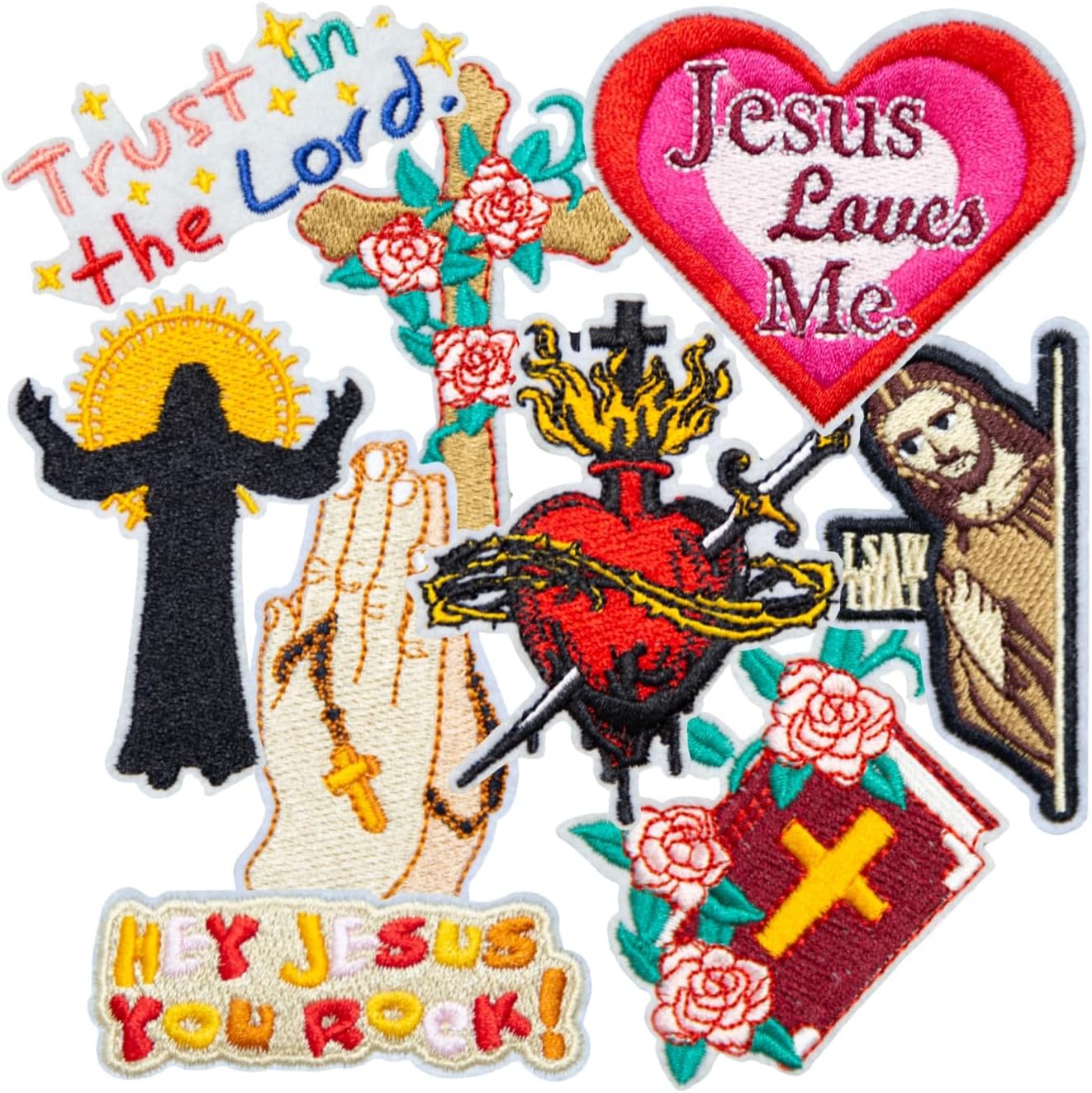 Amazon.com: HEYTRCO 9PCS Jesus Meme Iron on Patches, Praying Jesus ...