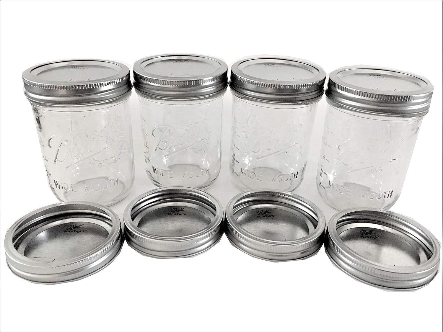 Amazon.com: Ball Mason Jars-16 oz. Clear Glass Wide Mouth-Set of 4 Jars ...