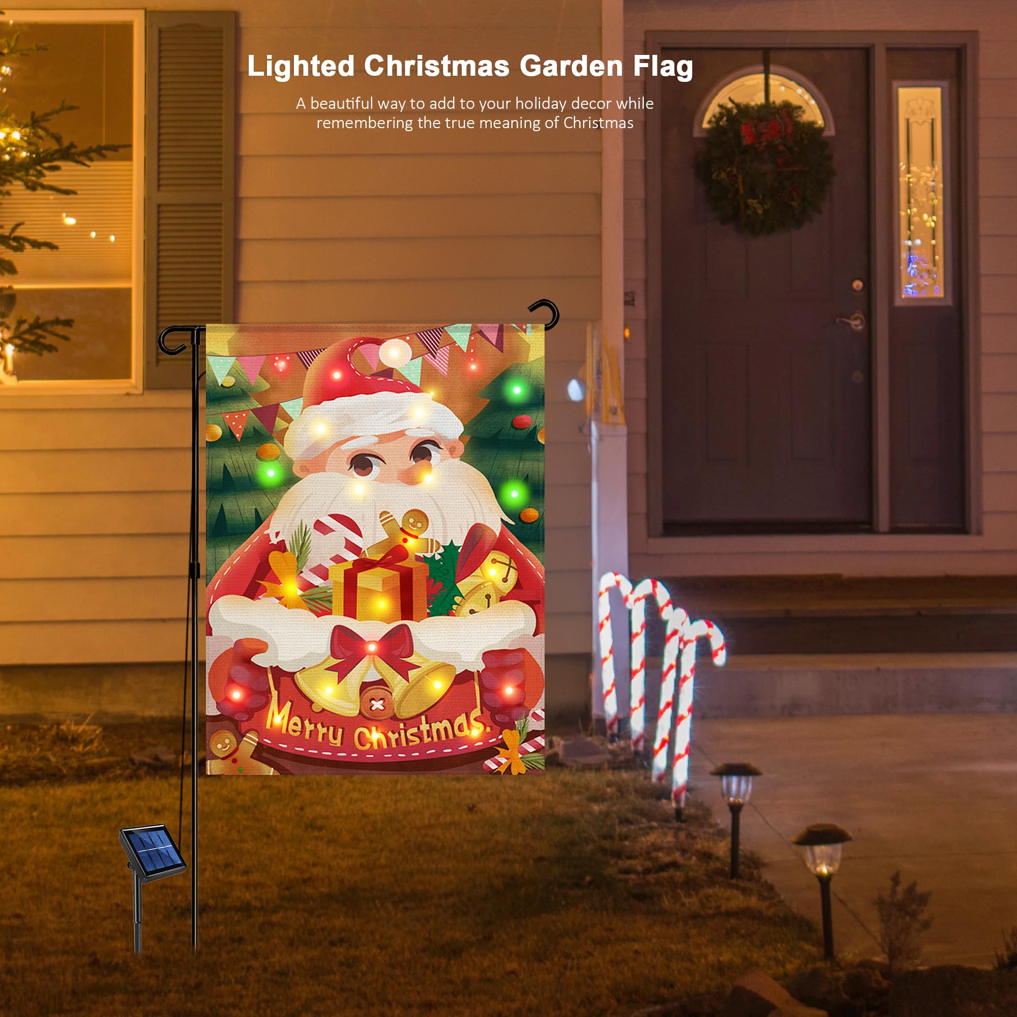 Snapklik.com : Lighted Christmas Garden Flag, Solar Outdoor Decorative ...