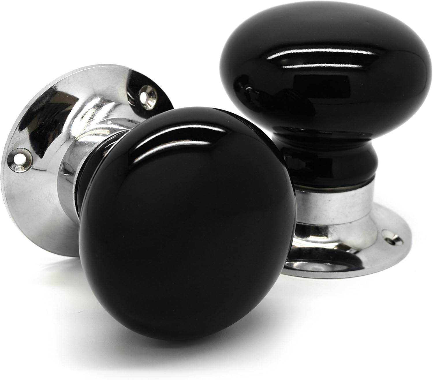 Pushka Home Black Ceramic Internal Spring Loaded mortice Door knobs ...