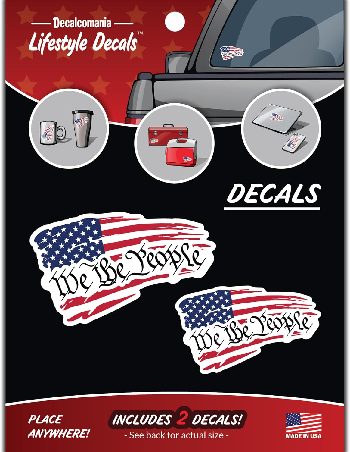 Amazon.com - We The People Car Decals - Set of 2 Red White Blue ...