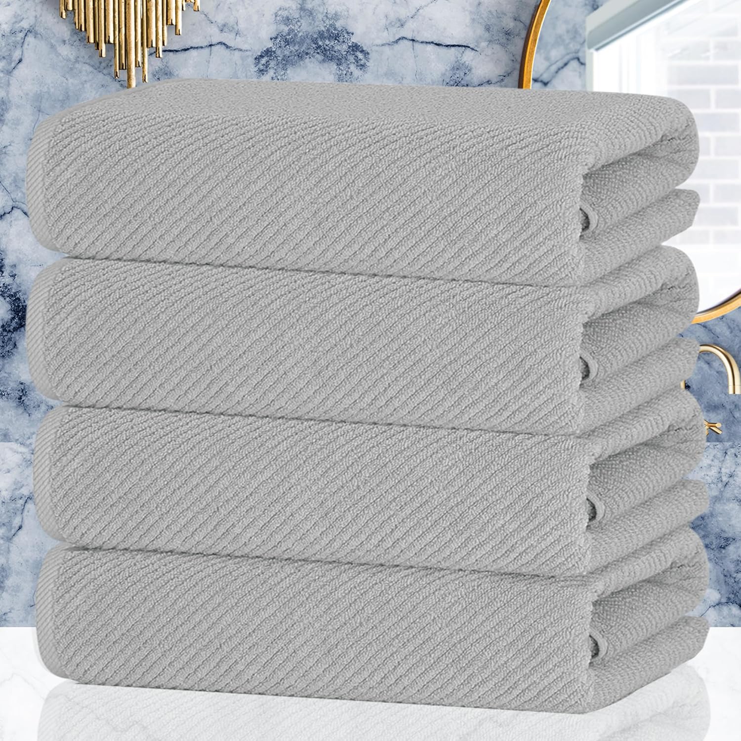 Grey Bath Towels, Large 30" x 56", 4 Pack with Gift Box Packaging - 100 ...