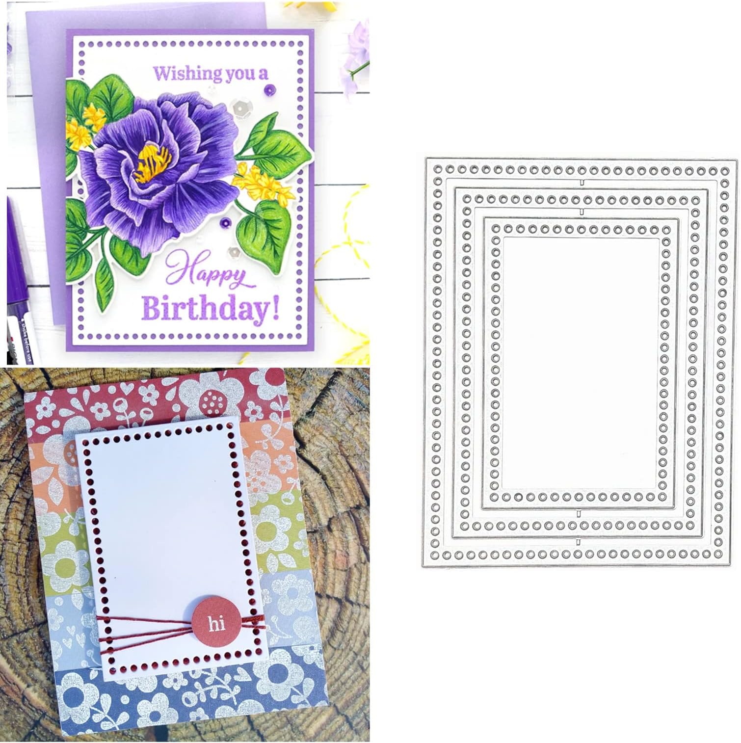 Amazon.com: Surprise Creation Cutting Dies 5x7" Stitched Rectangles ...