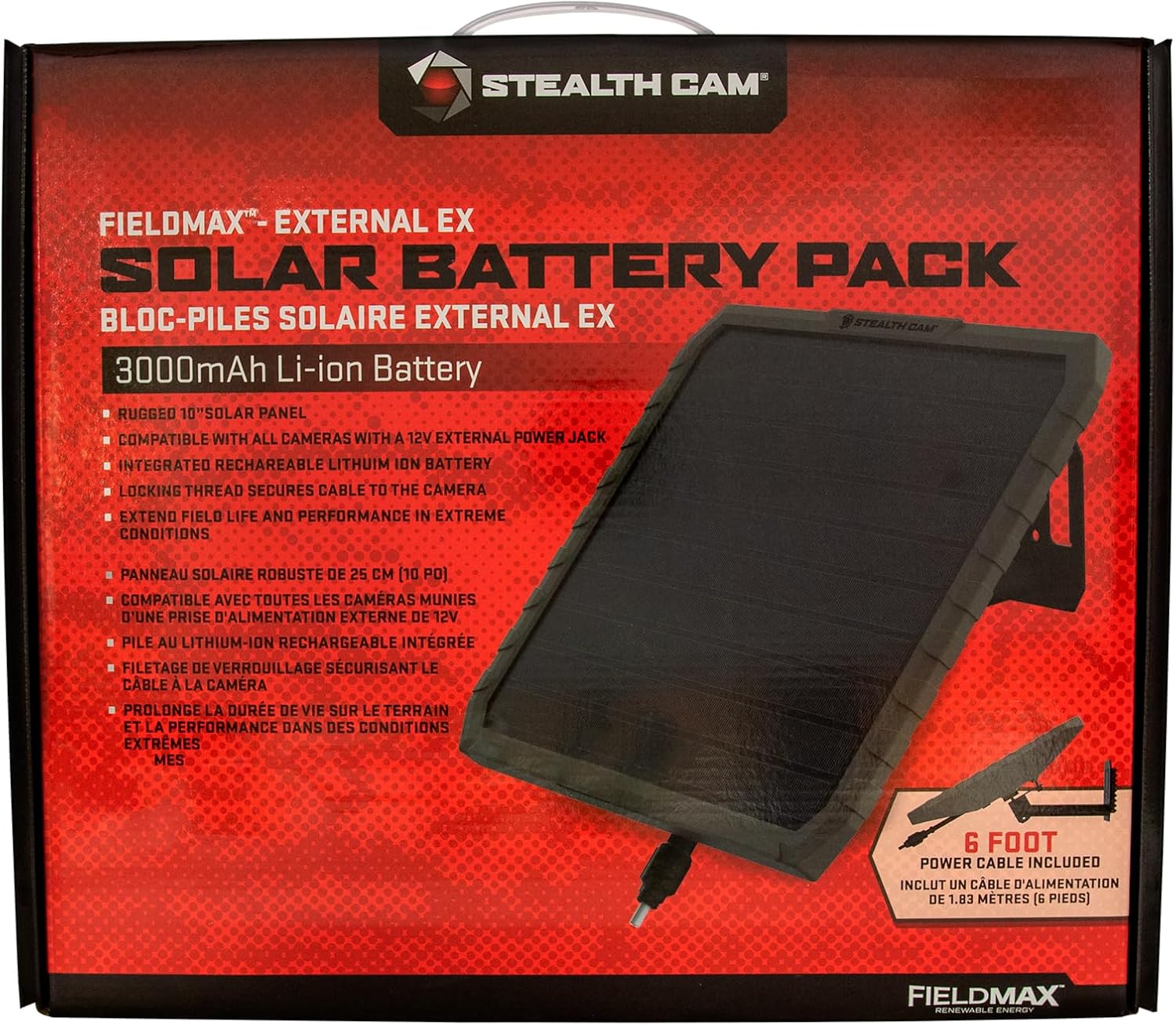 Stealth Cam FieldMAX External EX Solar Battery Pack, 10" Solar Panel ...