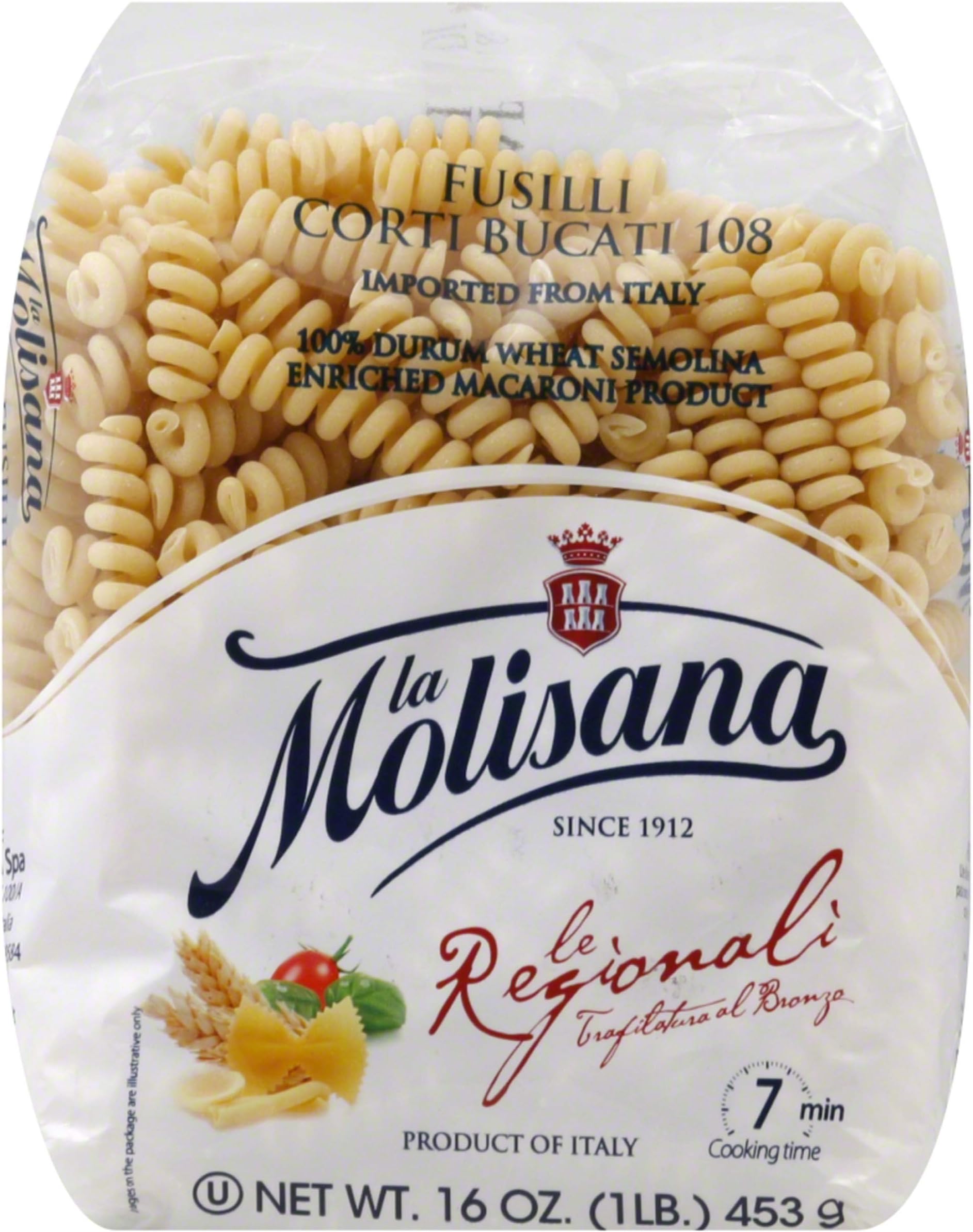 Amazon.com: La Molisana Pasta Fusilli Bucati Cort, 1 Pound (Pack of 1)