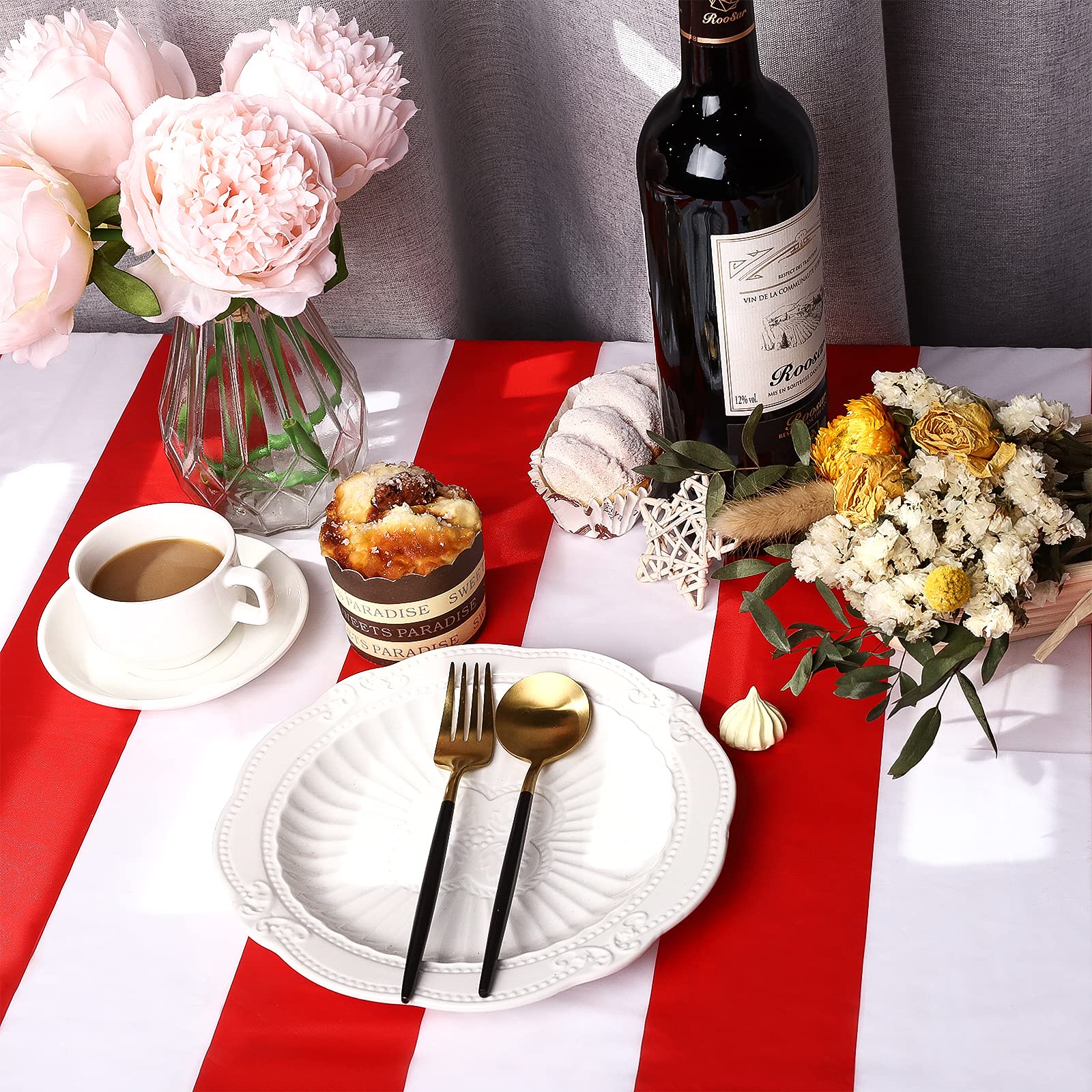Snapklik.com : 2 Pack 54 X 107 Inch Plastic Red And White Stripes ...
