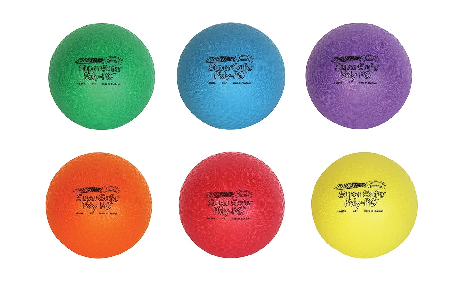 Sportime Supersafe Balls, 8-1/2 Inches, Assorted Colors, Set of 6 - 1017307
