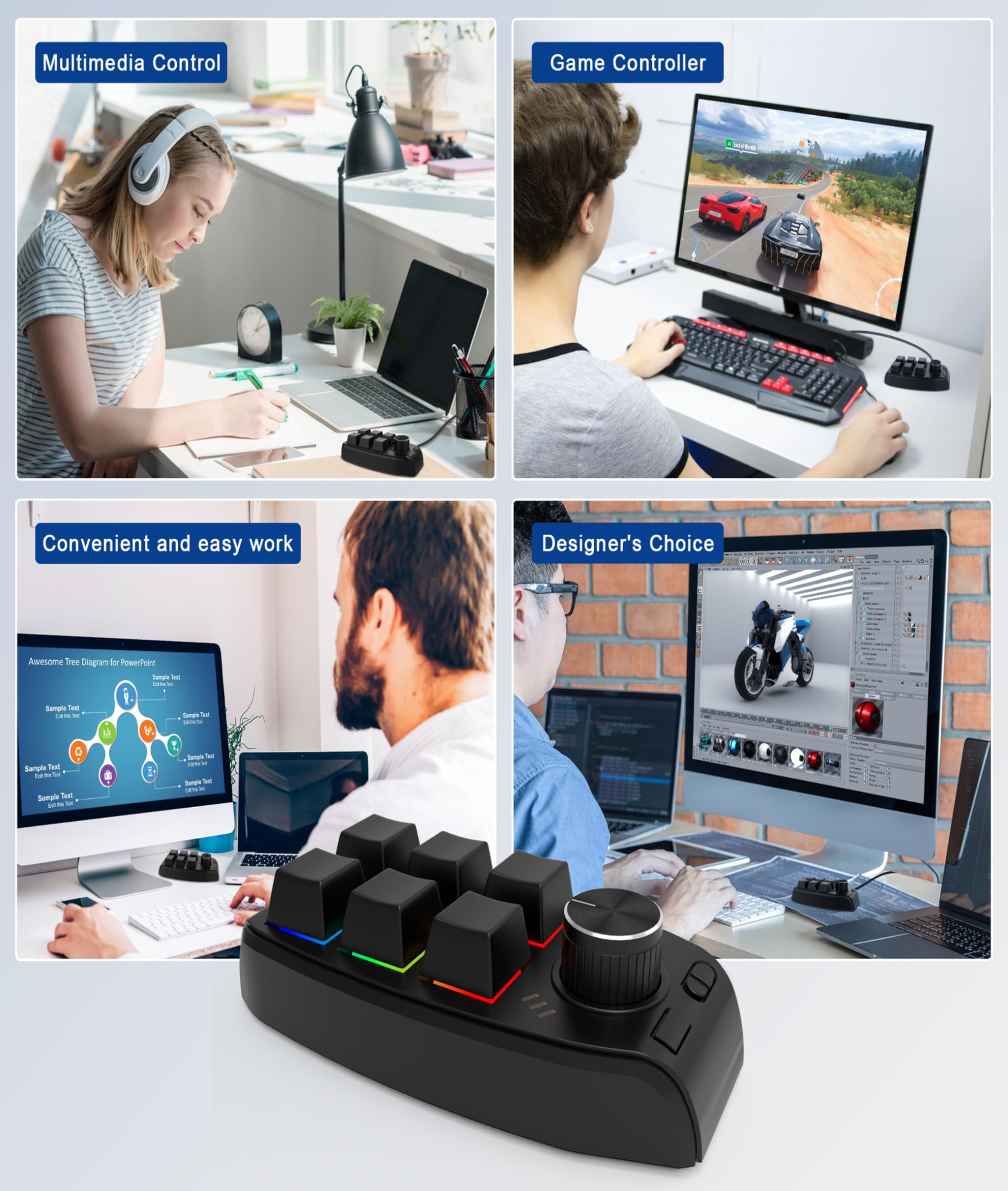 Snapklik.com : Bewinner One Handed Macro Mechanical Keyboard, 6 Key DIY ...