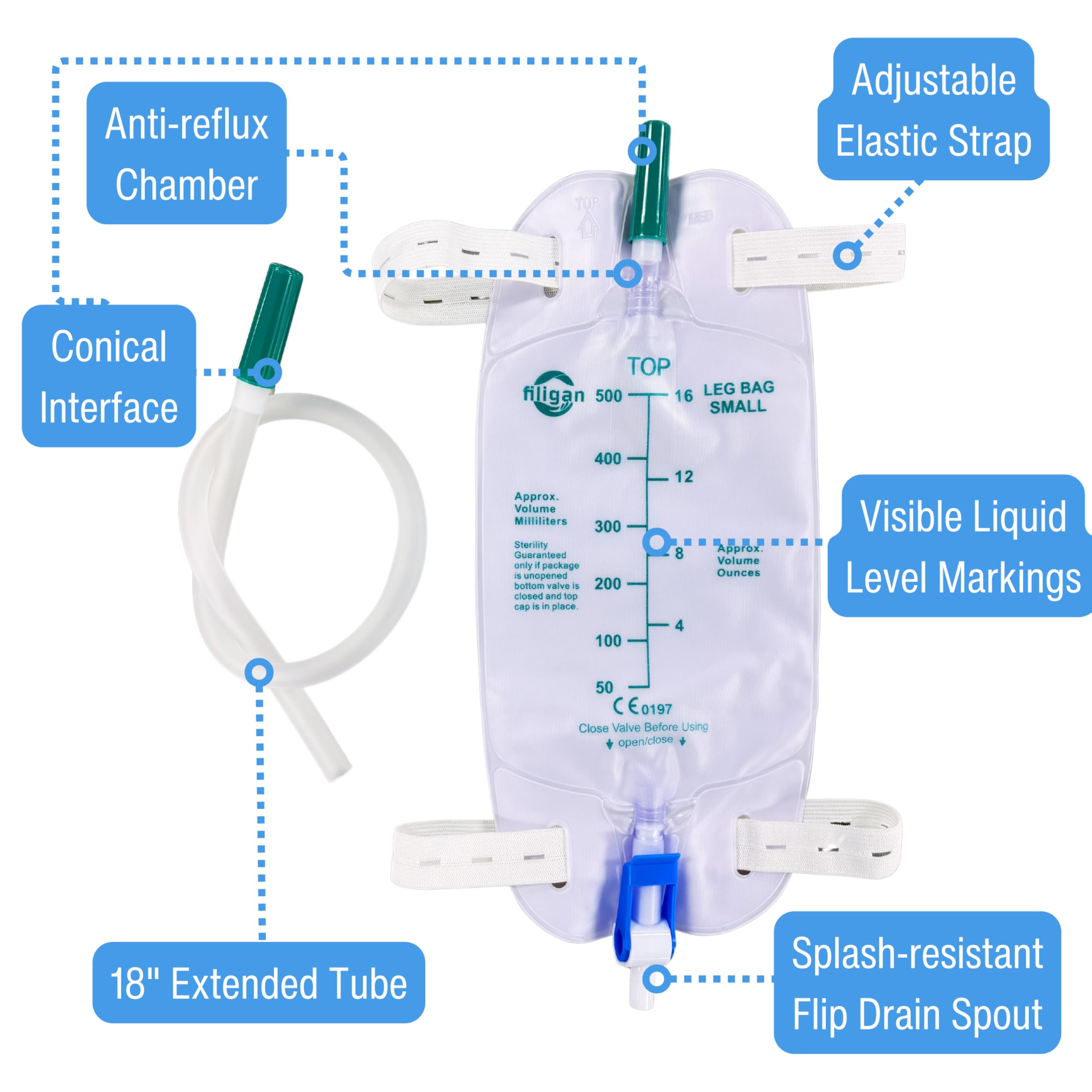 Snapklik.com : 10 Pack Easy-Tap Catheter Leg Bag - 500ml