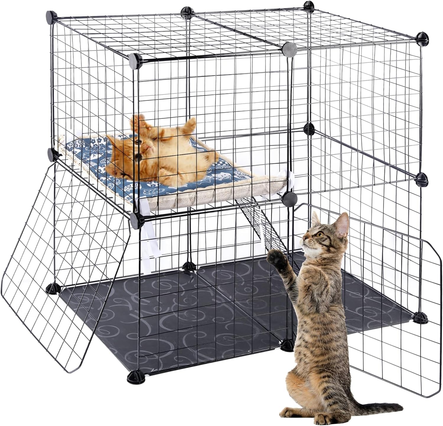 Cat Cage Indoor Cat Enclosures DIY Cat Playpen Metal Kennel for Small ...