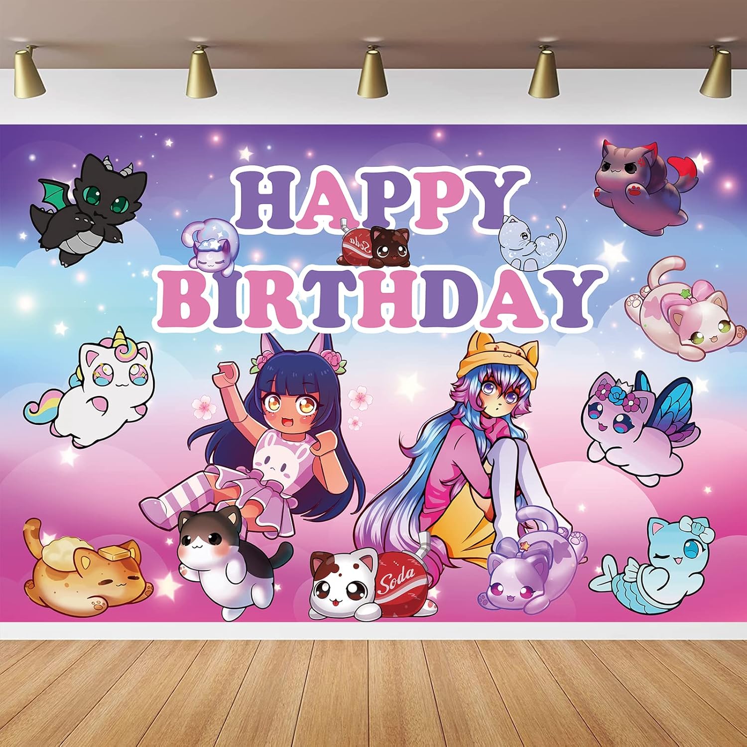 Aphmau Plushies Cat Birthday Party Supplies,5x3 ft Aphmau Plushies Cat ...