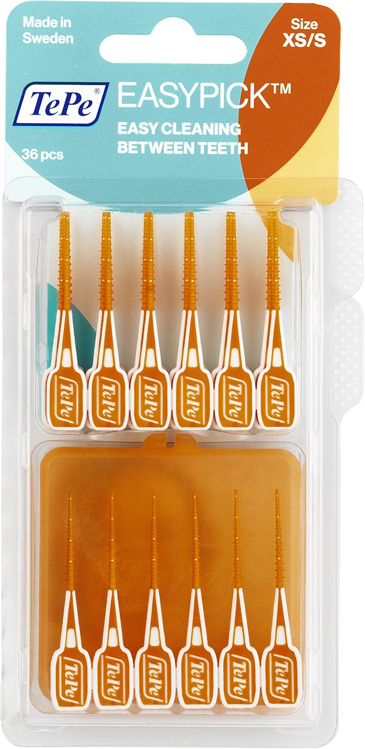 TePe Easy Pick Interdental Brush Orange - 36 Per Pack & Travel Case (6 ...