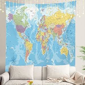 Amazon.com: Shrahala World Map Tapestry, World Maps For Wall World ...