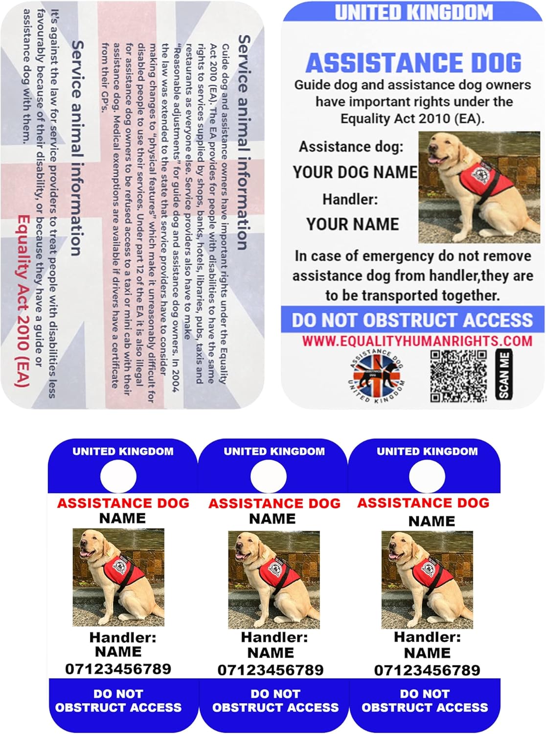 Personalized Assistance UK Dog Card with 3 Dog Tags : Amazon.co.uk: Pet ...