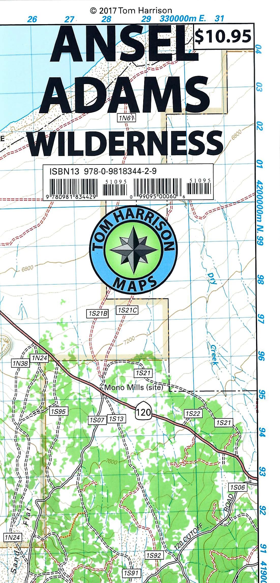 Snapklik.com : Ansel Adams Wilderness Trail Map: Shaded-Relief Topo Map