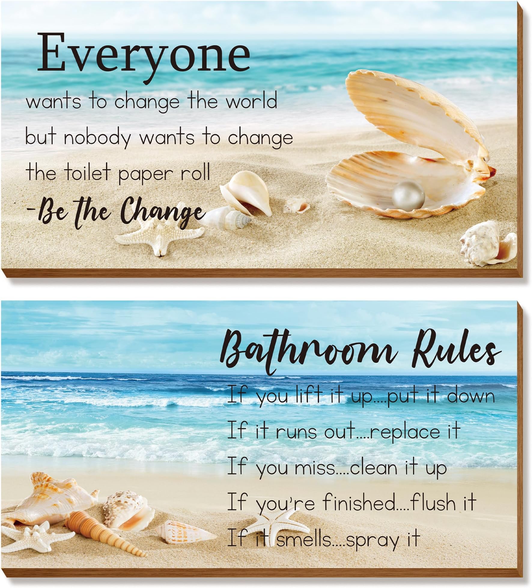 Amazon.com: Seashells Bathroom Rules Wall Sign for Bathroom Decor ...