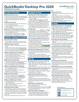 QuickBooks Desktop Pro 2020 Quick Reference Training Card - Laminated Tutorial Guide Cheat Sheet ...