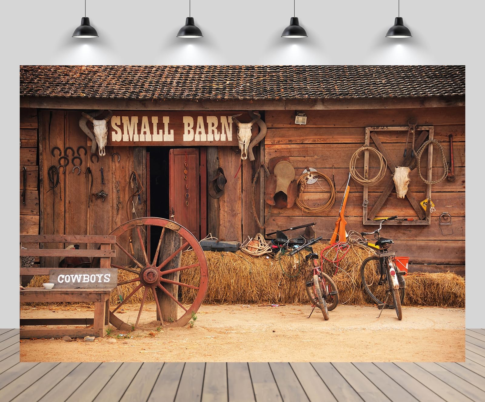 Amazon.com : CHNYWORK 7ftx5ft Cowboys Western Barn Backdrop Country ...