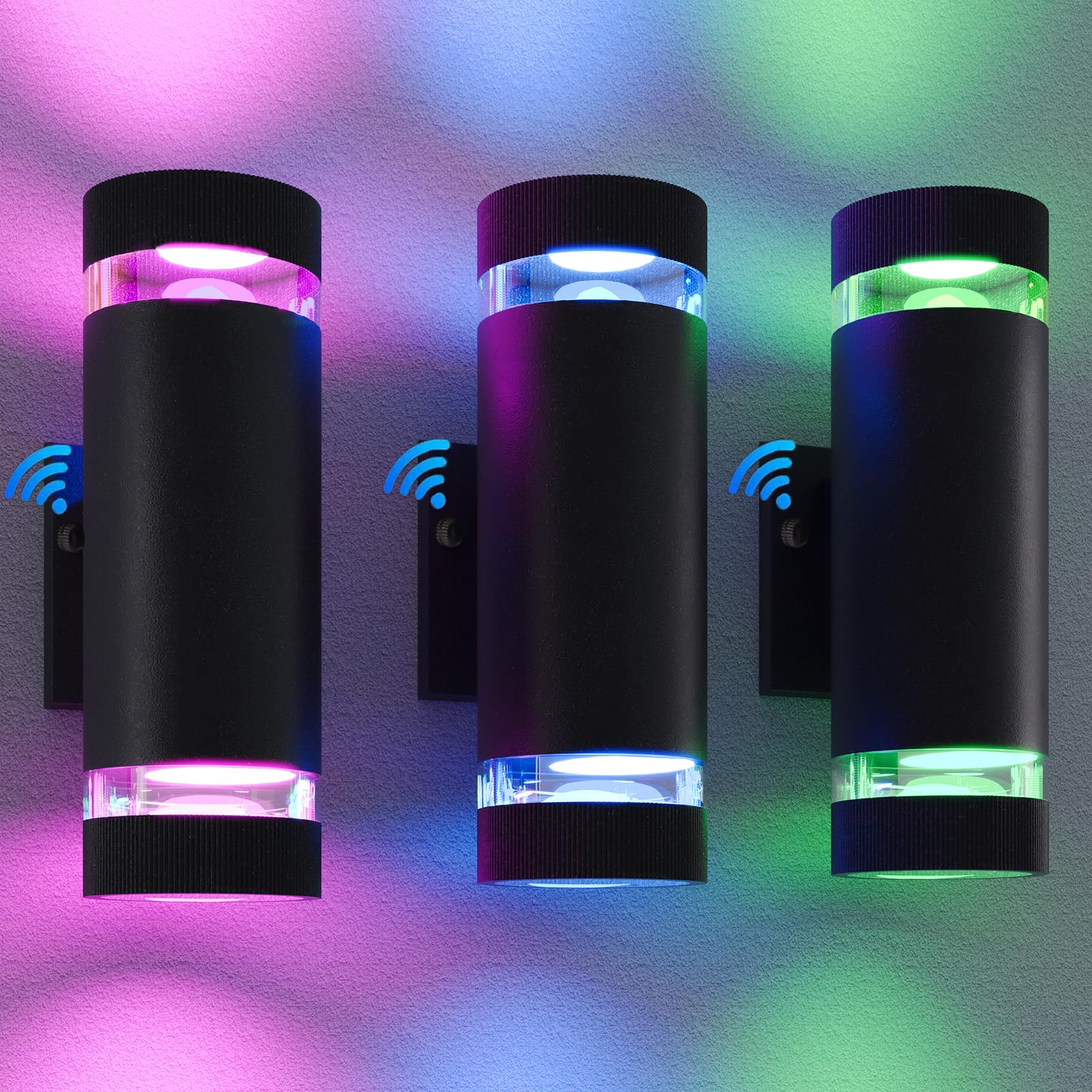 wowlite RGB Up and Down Lights Outdoor Wall Sconce, Smart Exterior ...