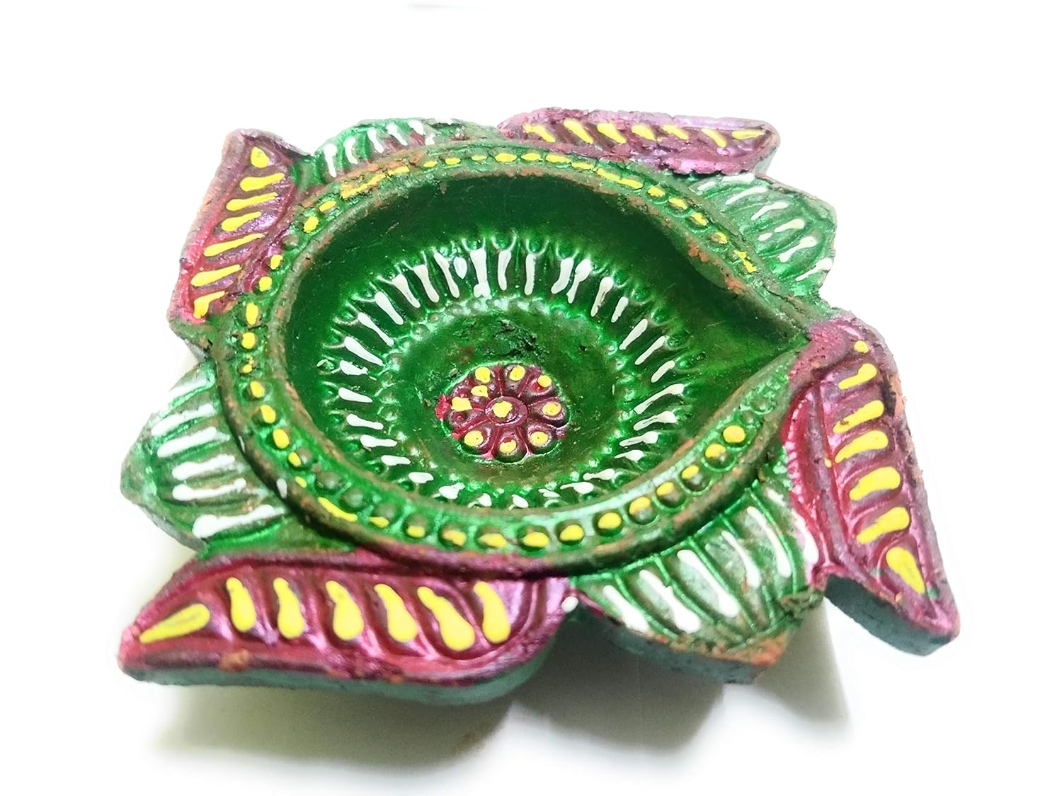 Buy Mehta Handicrafts Colourful Designer Mitti Diya | Tulsi Diya Candle ...