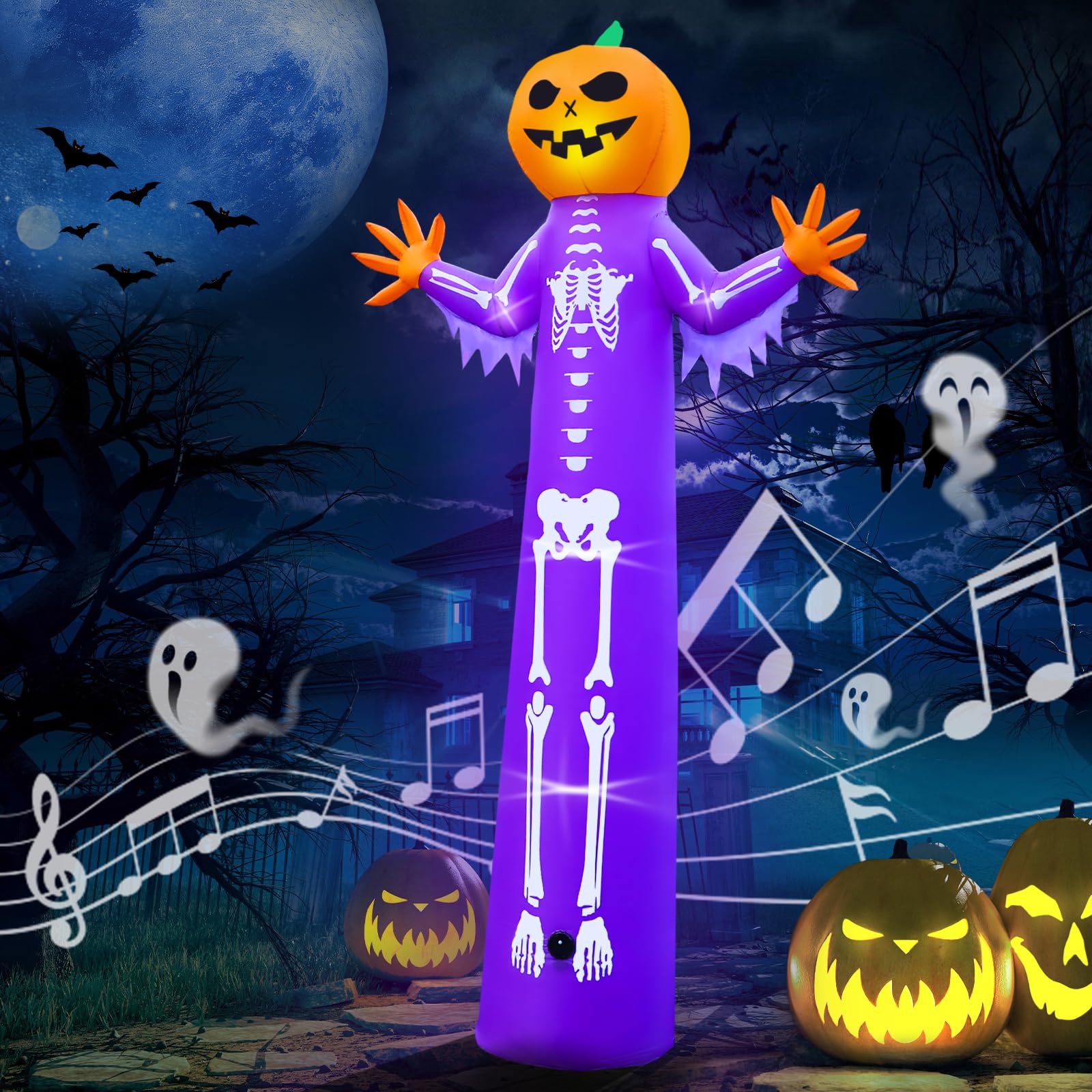 ITAPTRI 12FT Halloween Inflatable with Scary Music and Build-in LEDs ...