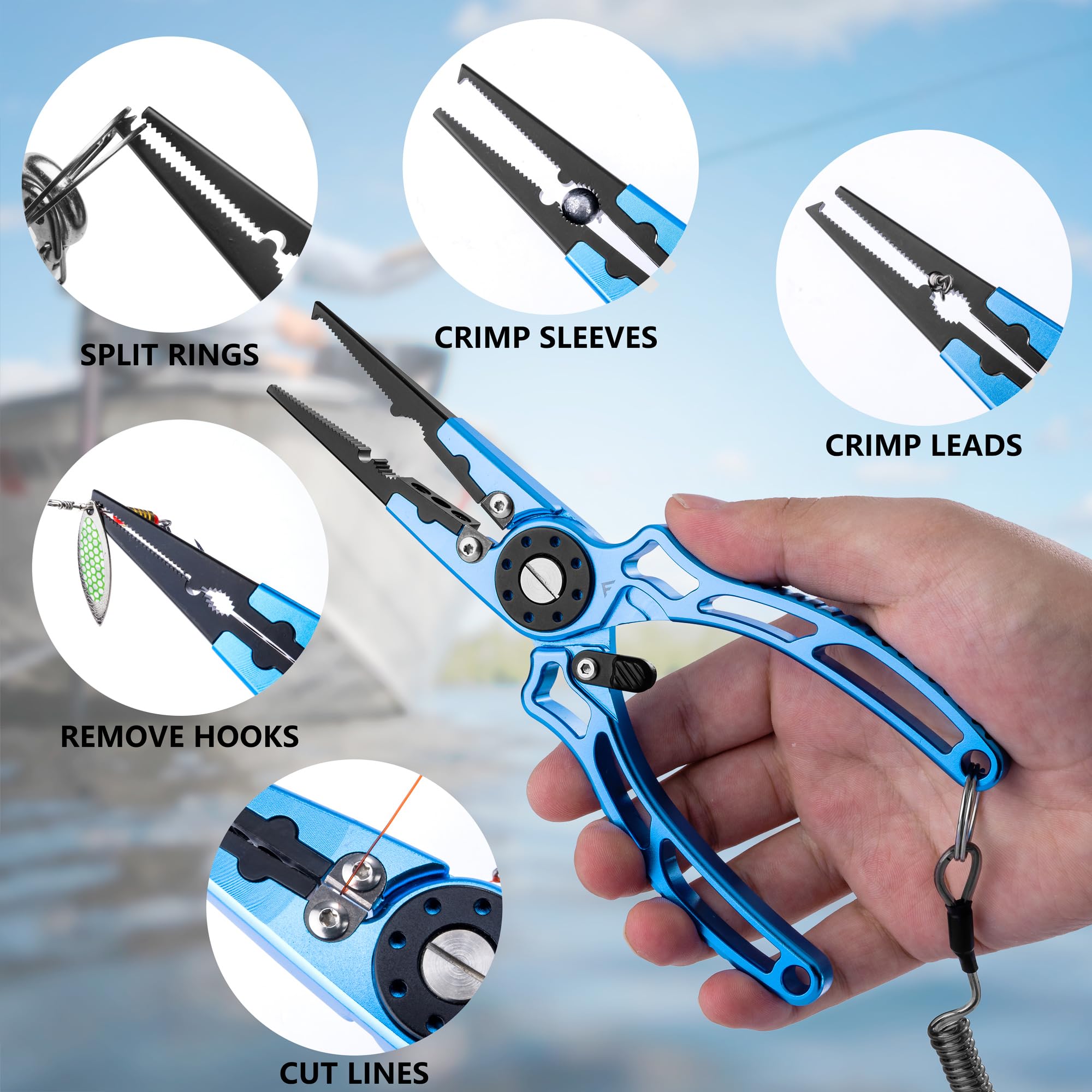 Snapklik.com : FLISSA 8 Inch Aluminum Fishing Pliers, Safety Lock ...