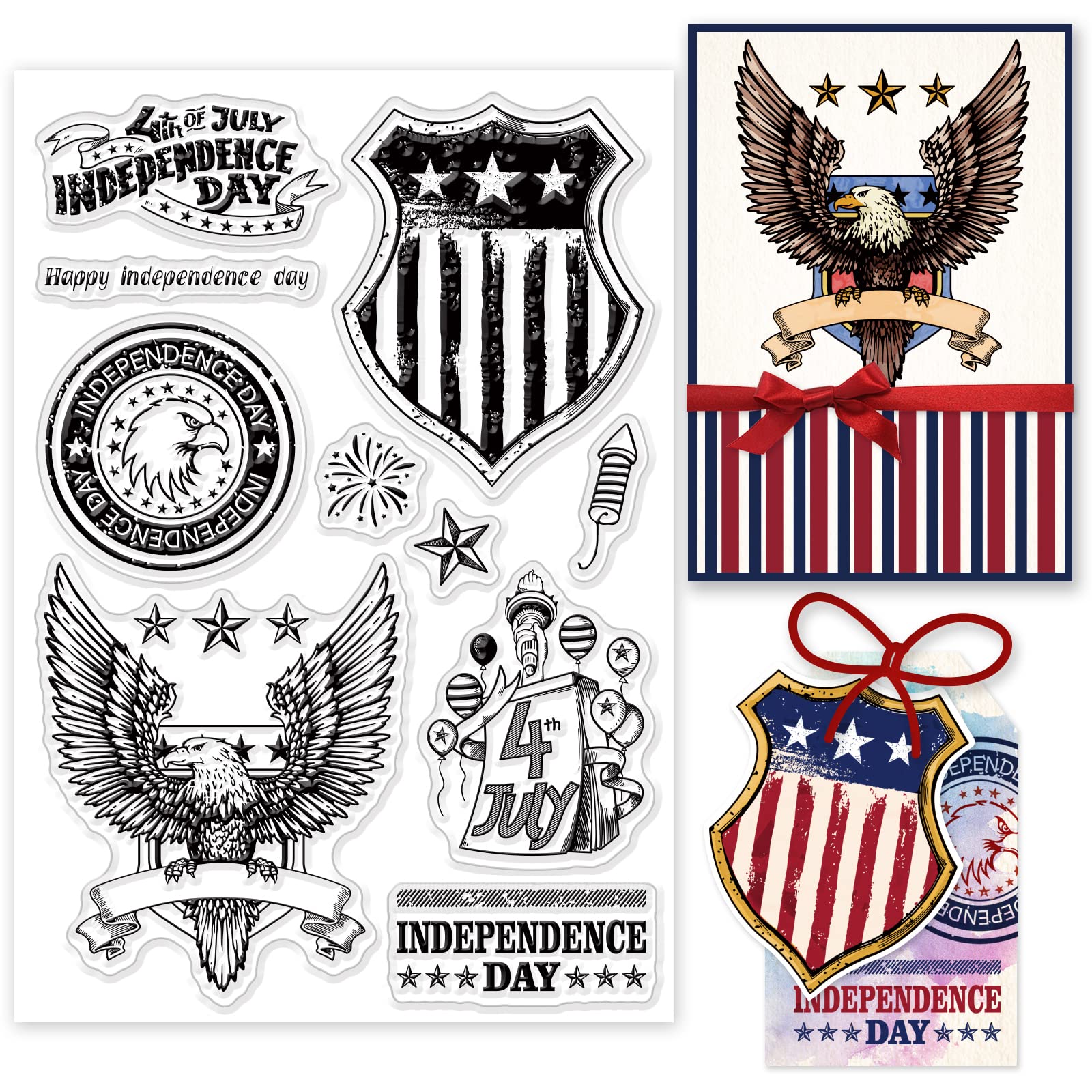 Amazon.com: INFUNLY Independence Day Stamps 4th of July Clear Stamps ...