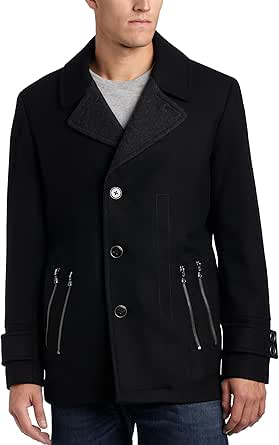 7 For All Mankind Men's Color Block Peacoat, Black at Amazon Men’s ...