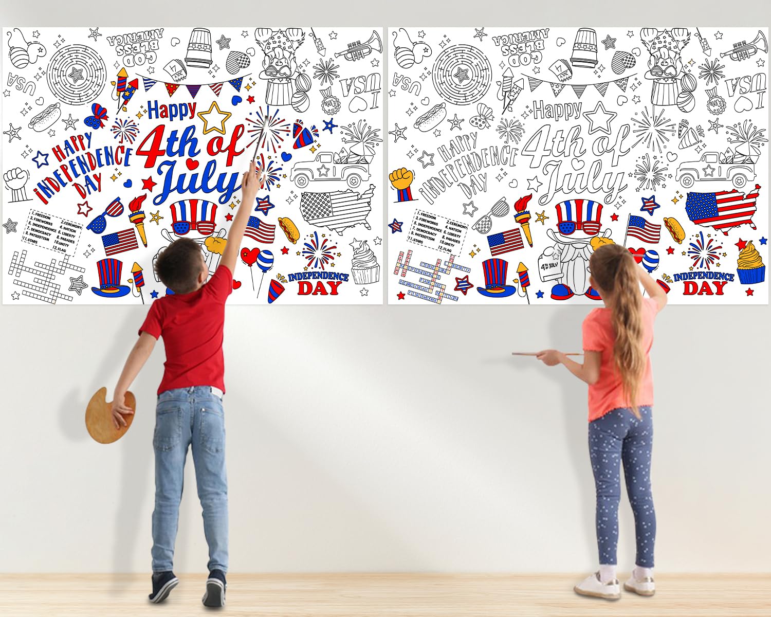 Snapklik.com : 2 Pack 4th Of July Giant Coloring Poster, Large Coloring ...