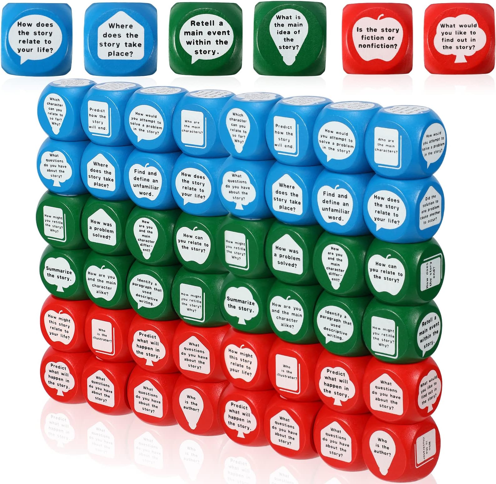 Amazon.com: Reading Comprehension Cubes 3 Colored Language Reading ...