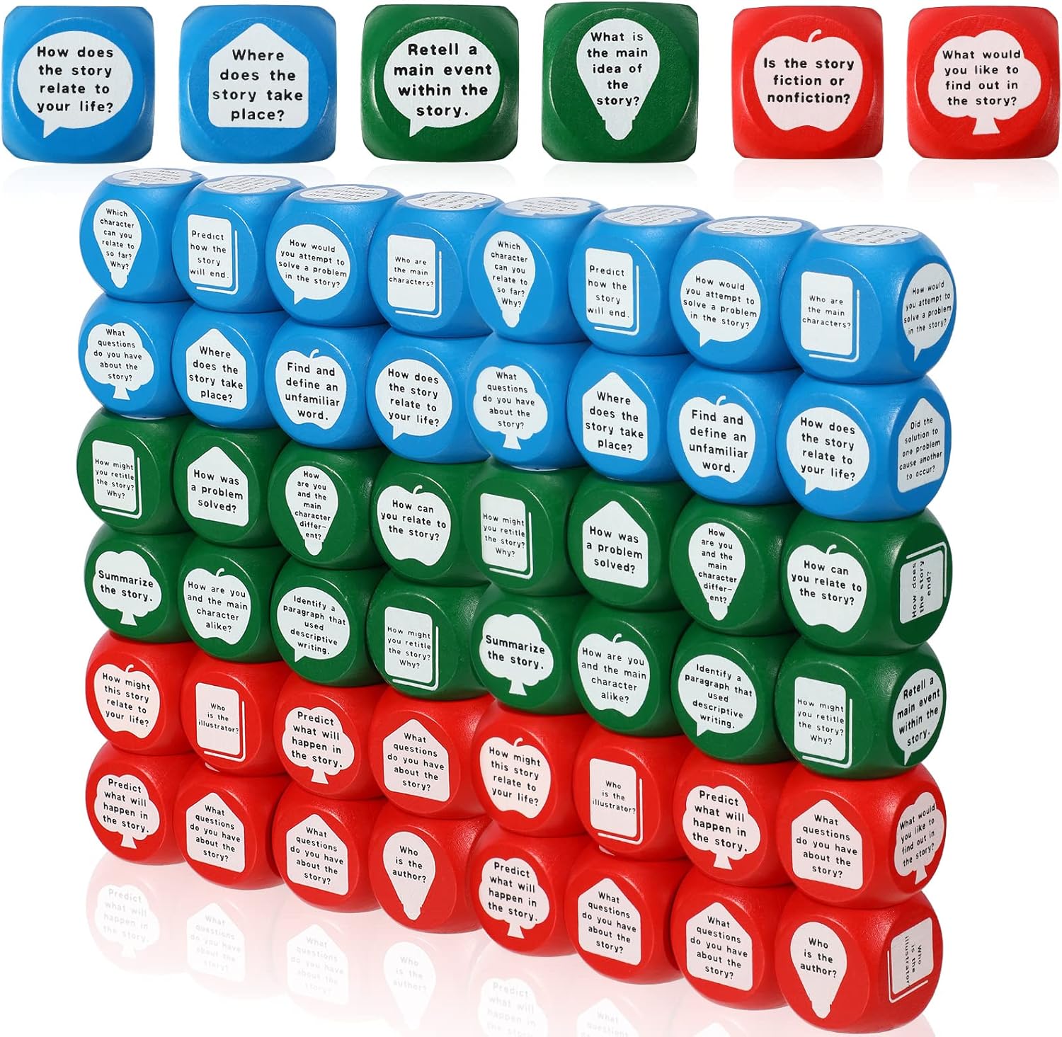 Amazon.com: 48pcs Reading Comprehension Cubes 3 Colored Language ...