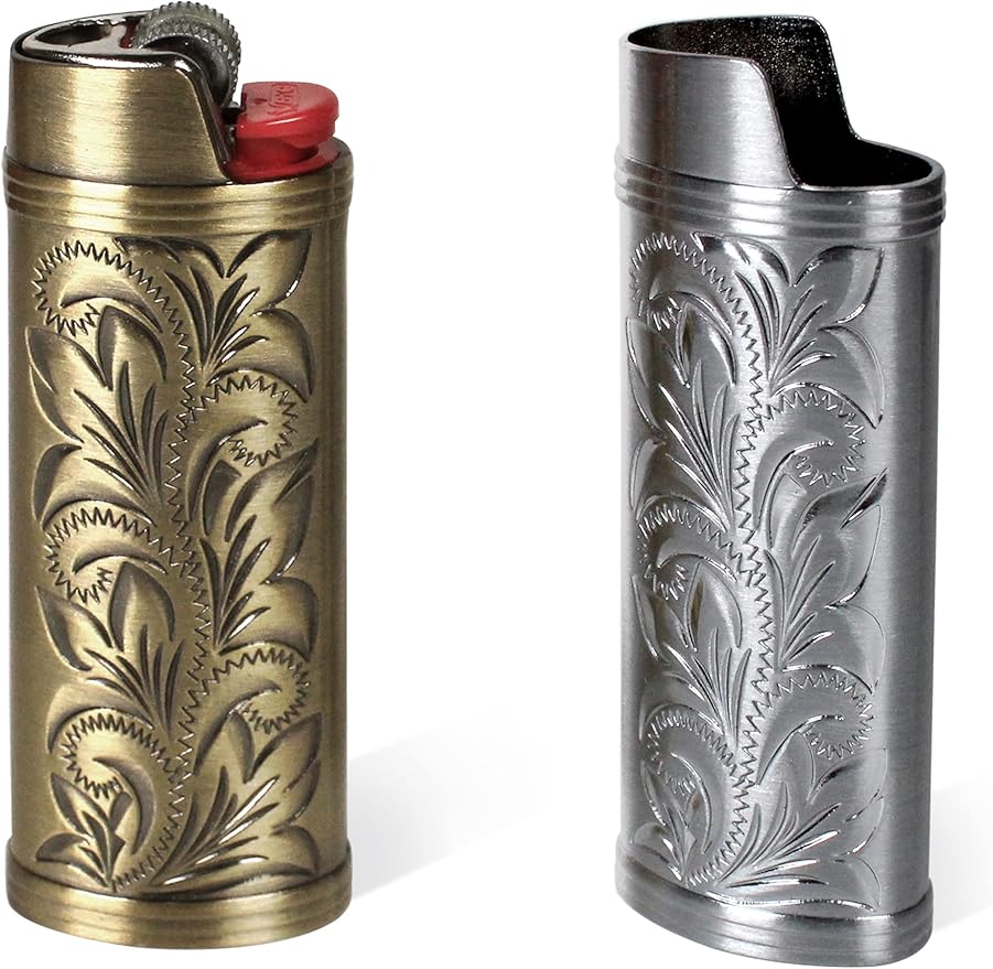 Amazon.com: HUMWE 2 Pack Vintage Metal Lighter Case Cover Front Floral ...