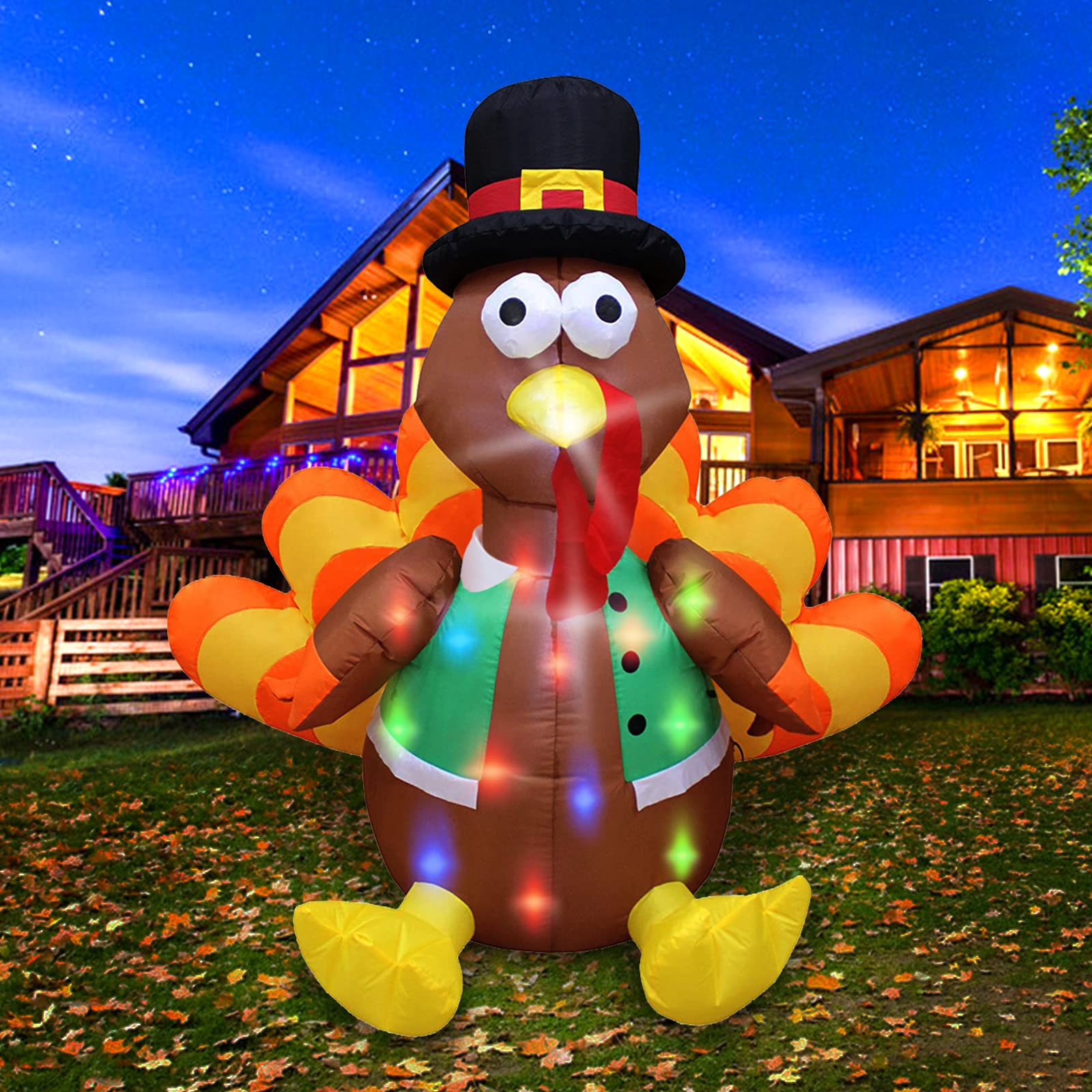 Evoio Thanksgiving Blow up Turkey Inflatable Turkey Outdoor Yard ...