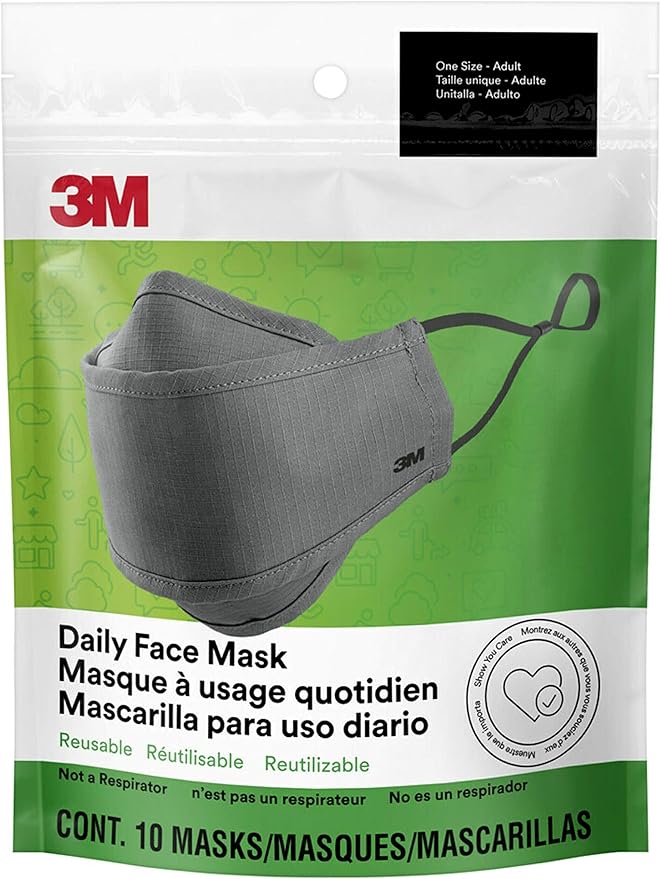 Amazon.com: 3M Daily Face Mask, Reusable, Washable, Adjustable Ear ...