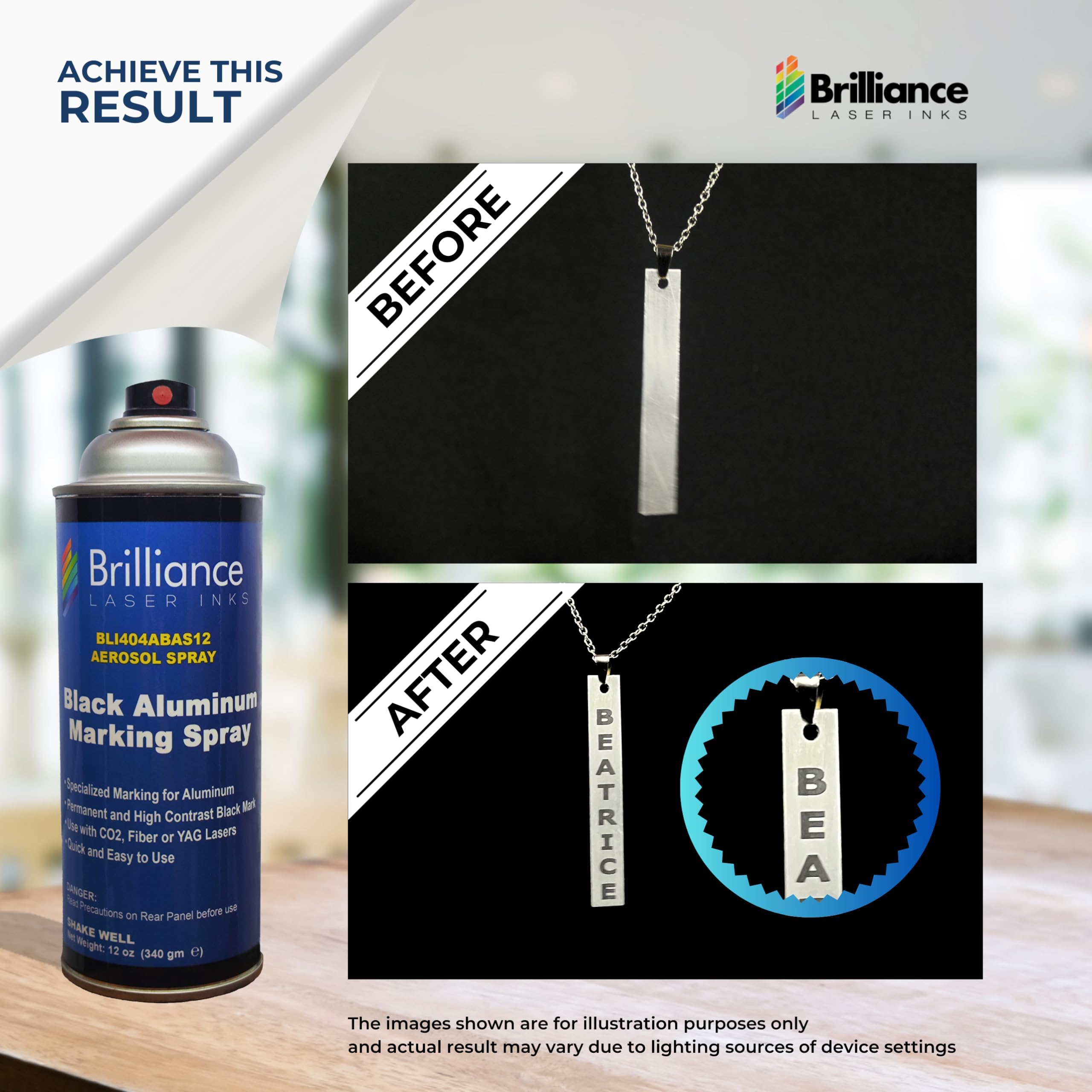 Snapklik.com : Brilliance Laser Inks 12 Oz Aluminum Laser Marking Spray ...