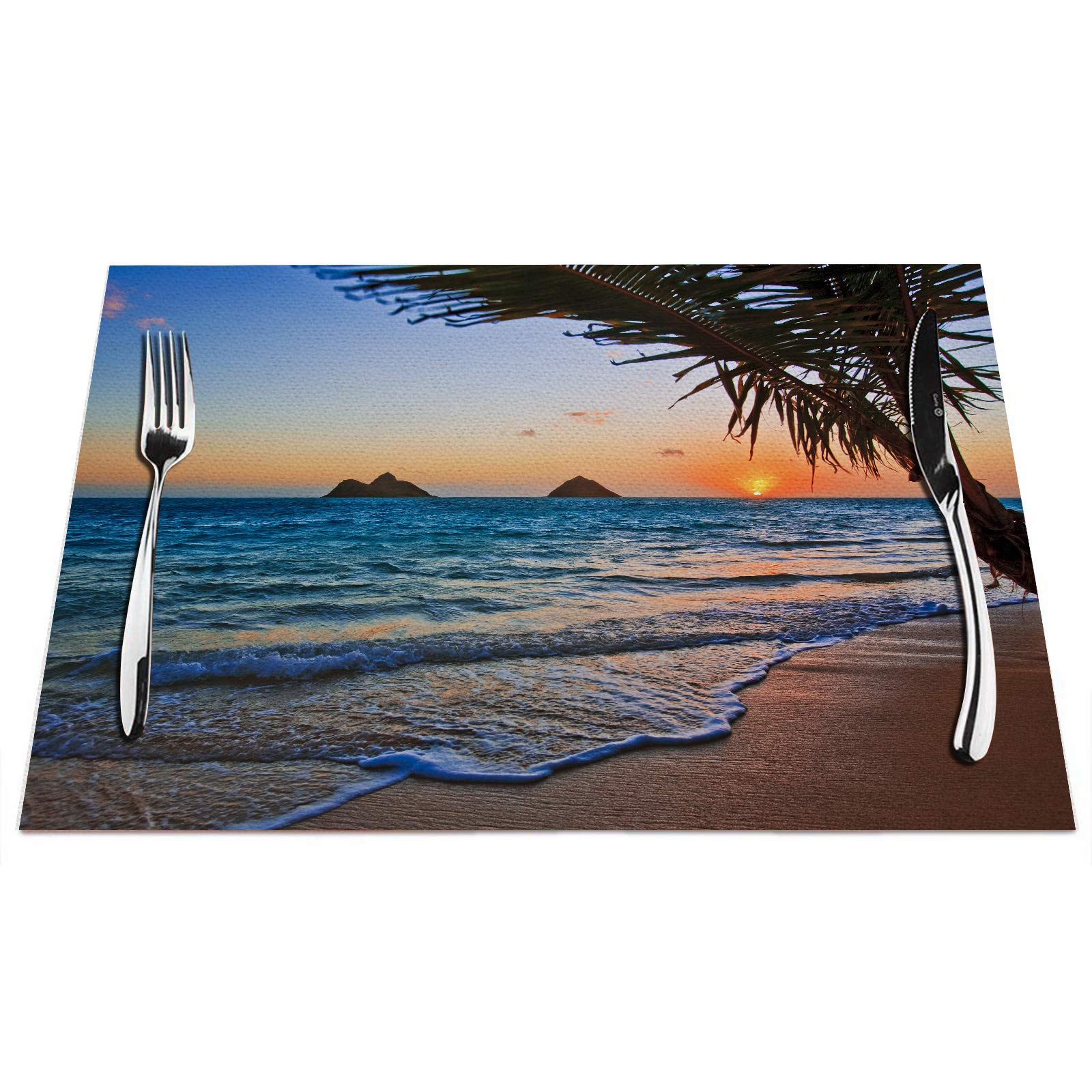 Amazon.com: Hawaii Placemats Set of 4, Pacific Sunrise Lanikai Beach ...