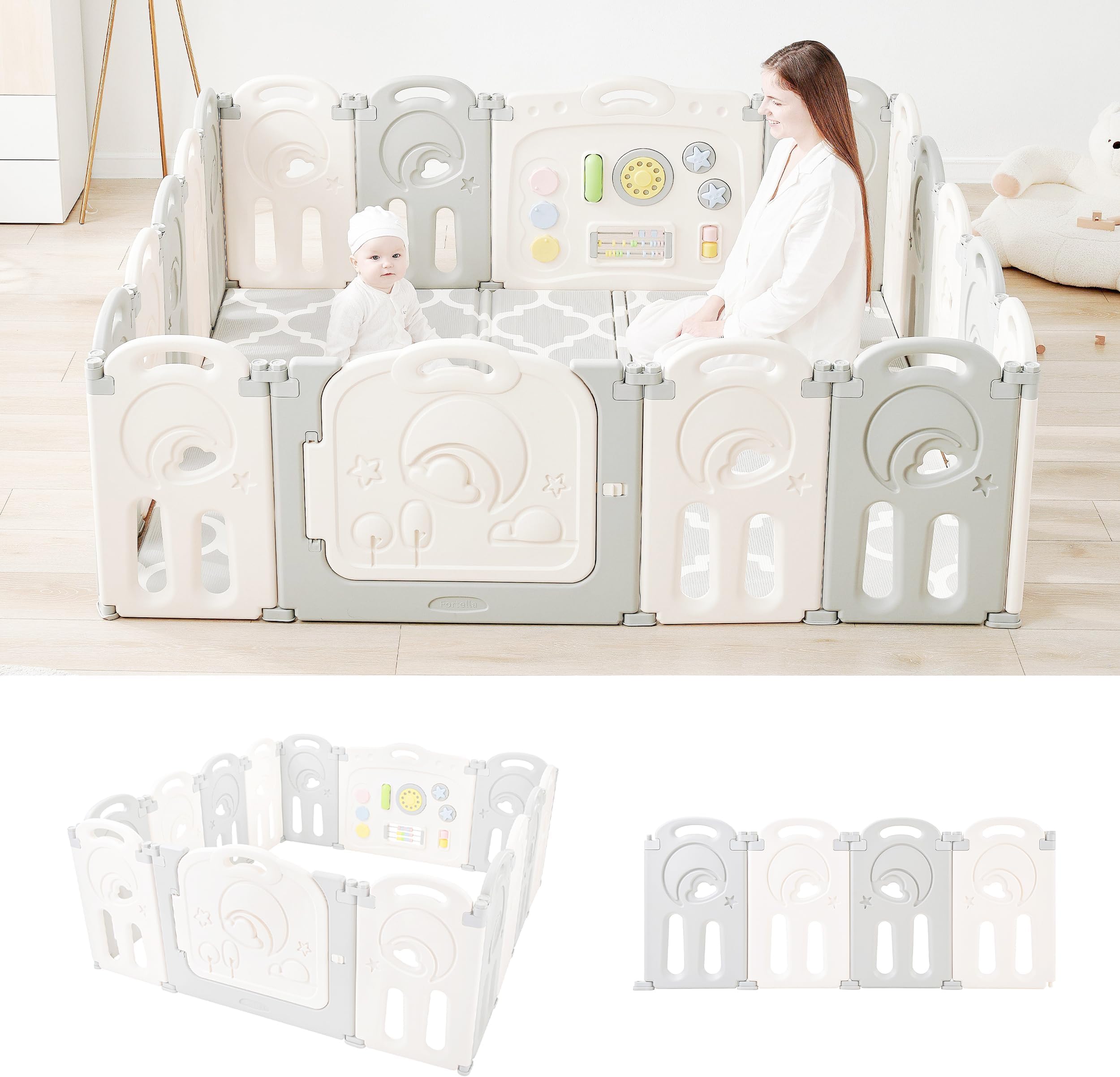 Amazon.com : Fortella Cloud Castle Playpen with 4-Panel Extension : Baby