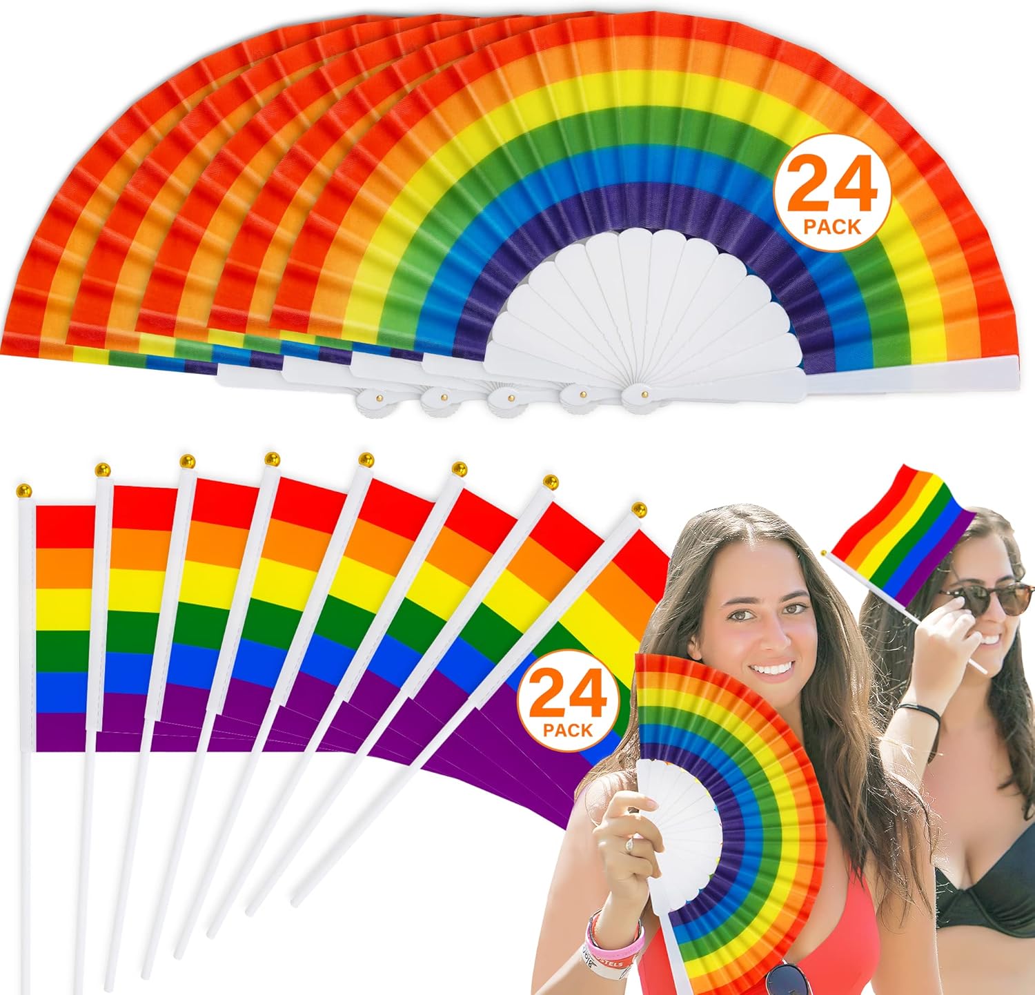 Amazon.com: 48PCS Pride Stuff, Pride Flags & Fan, Small Gay Pride Flags ...
