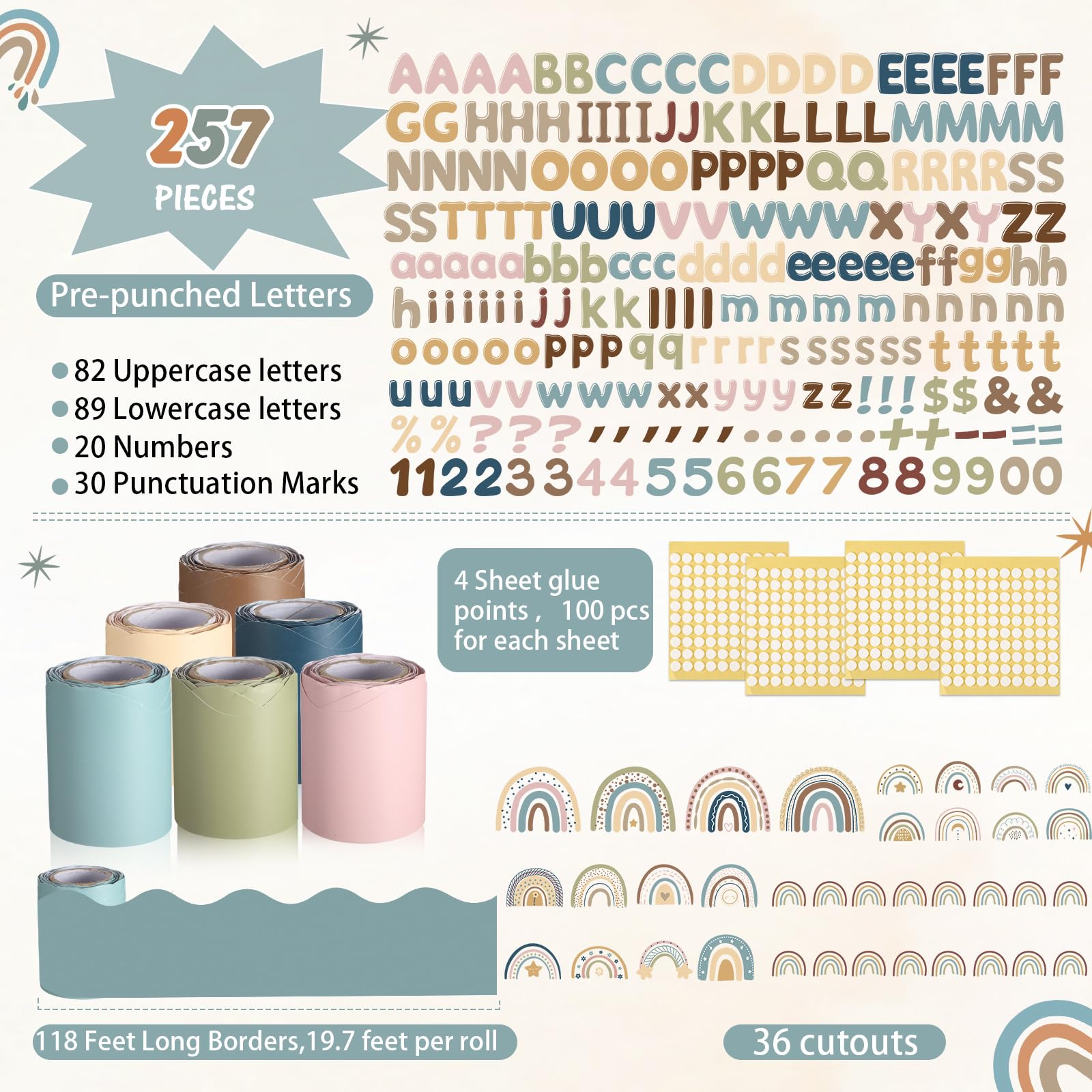Snapklik.com : Kosiz Boho Bulletin Board Decoration Set 118 Ft ...